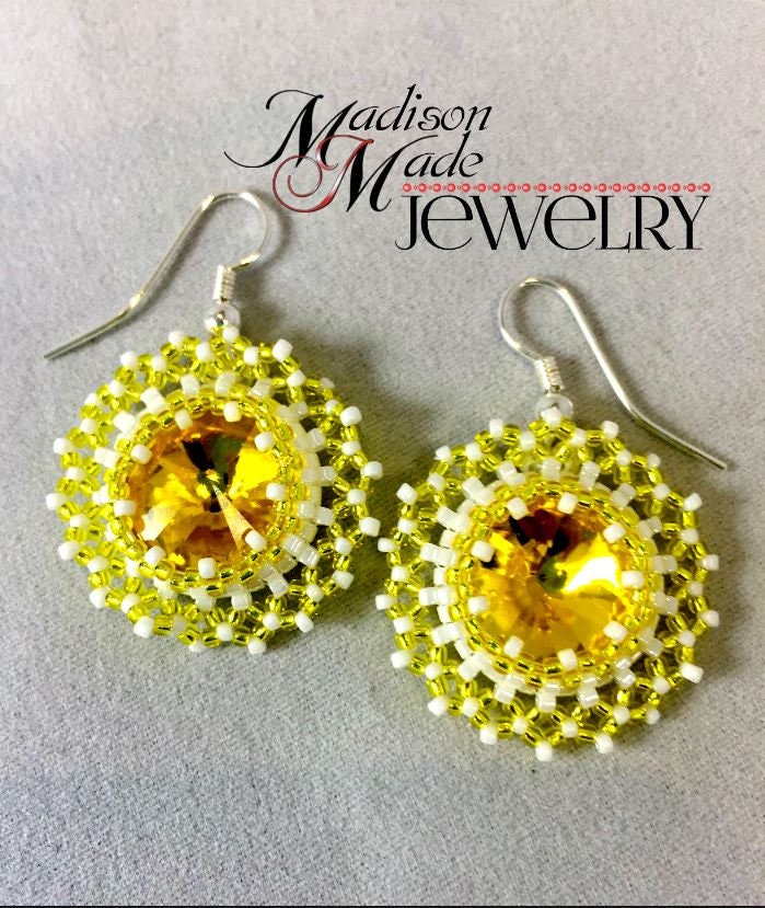 3-way Rivoli Earrings, PDF Beading Tutorial, Beadweaving Pattern ...
