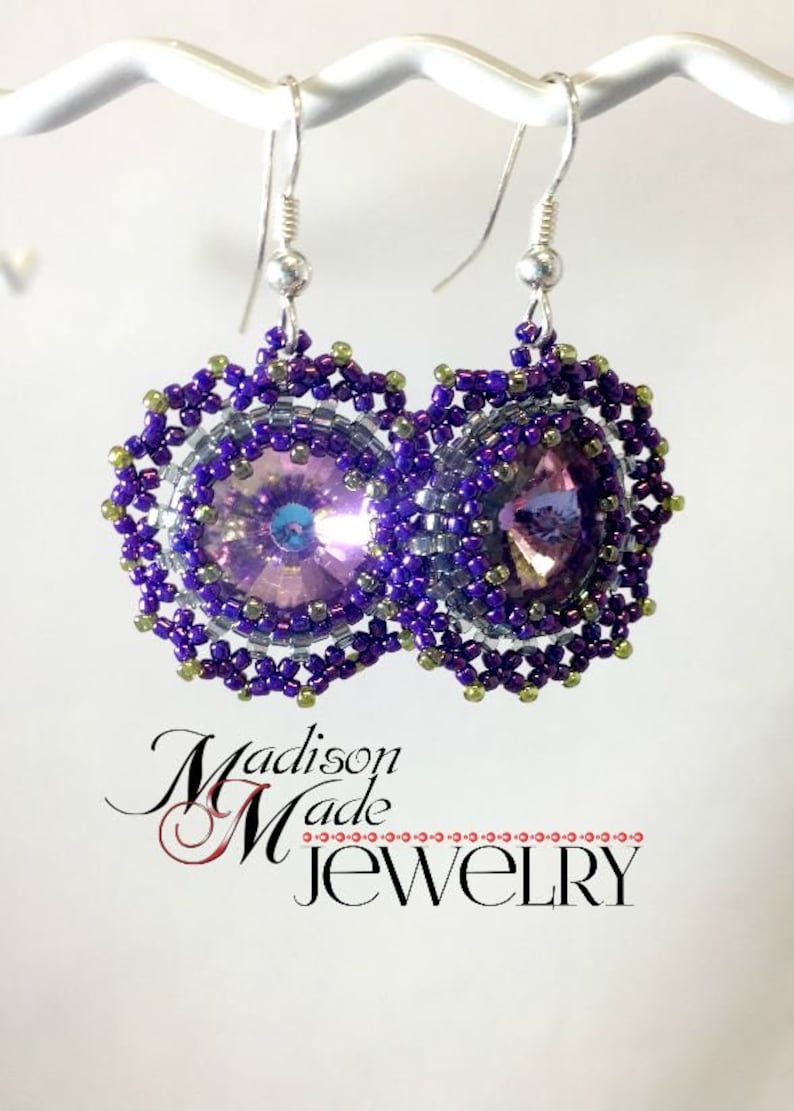 3-way Rivoli Earrings, PDF Beading Tutorial, Beadweaving Pattern ...