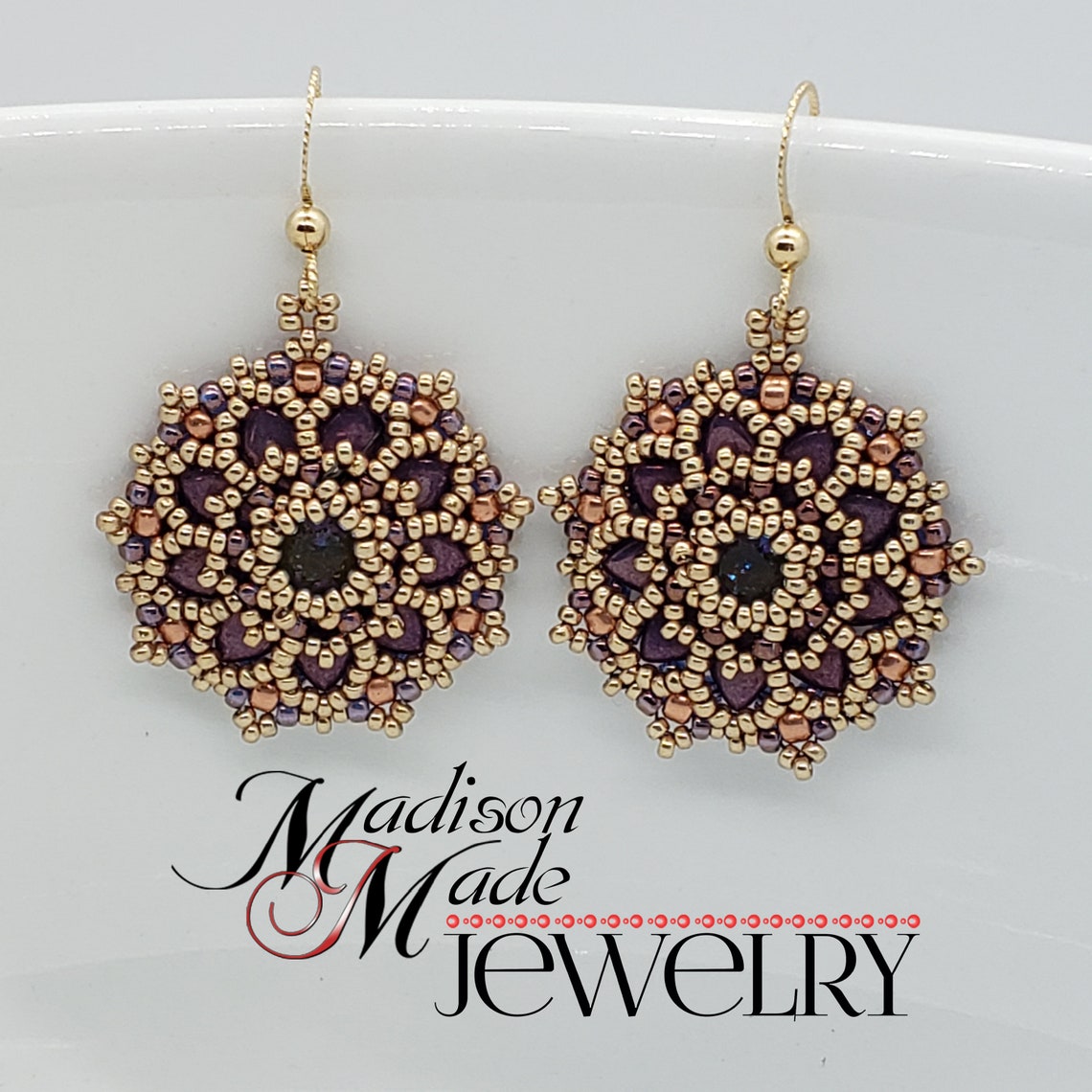 Trinket Earrings, PDF Beading Tutorial, Beadweaving Pattern, Beadwoven ...