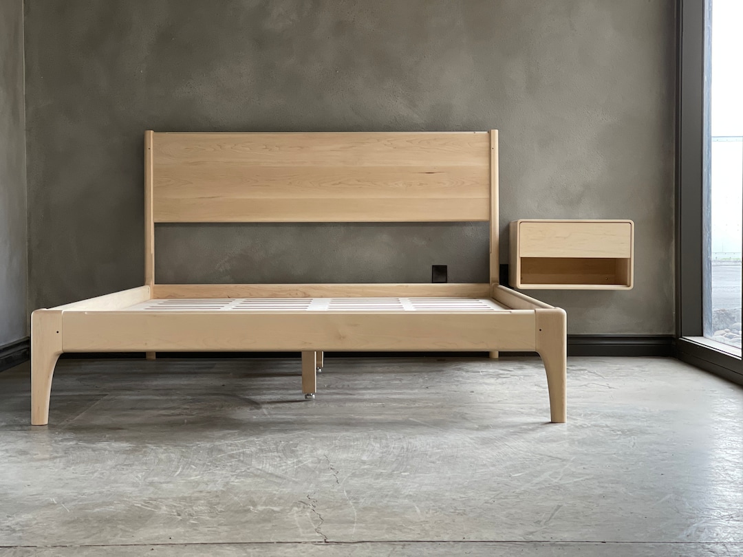 Maple "june" Platform Bed, Available in Walnut, Custom Bed Frame, Made ...