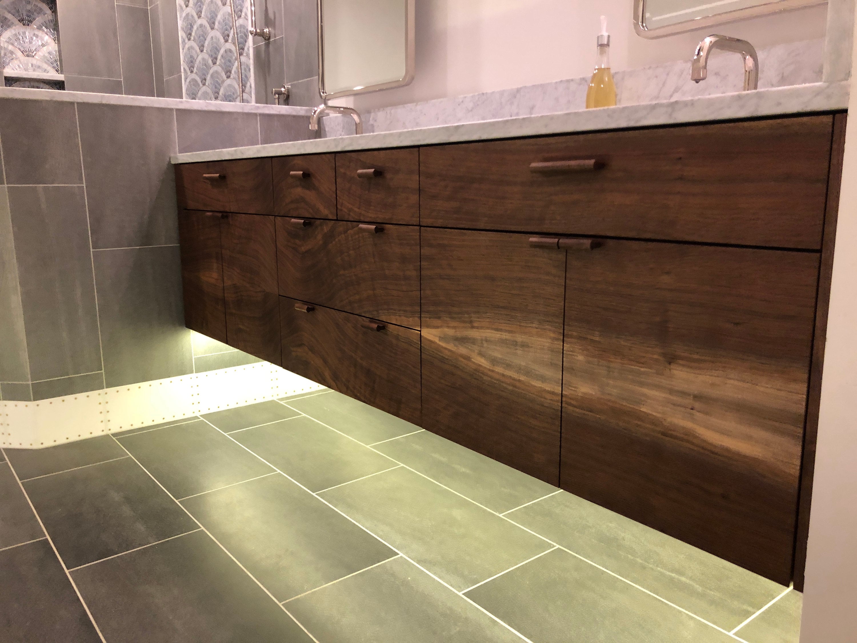 Walnut Floating Vanity // 36" Custom Vanity // Bathroom Cabinet ...