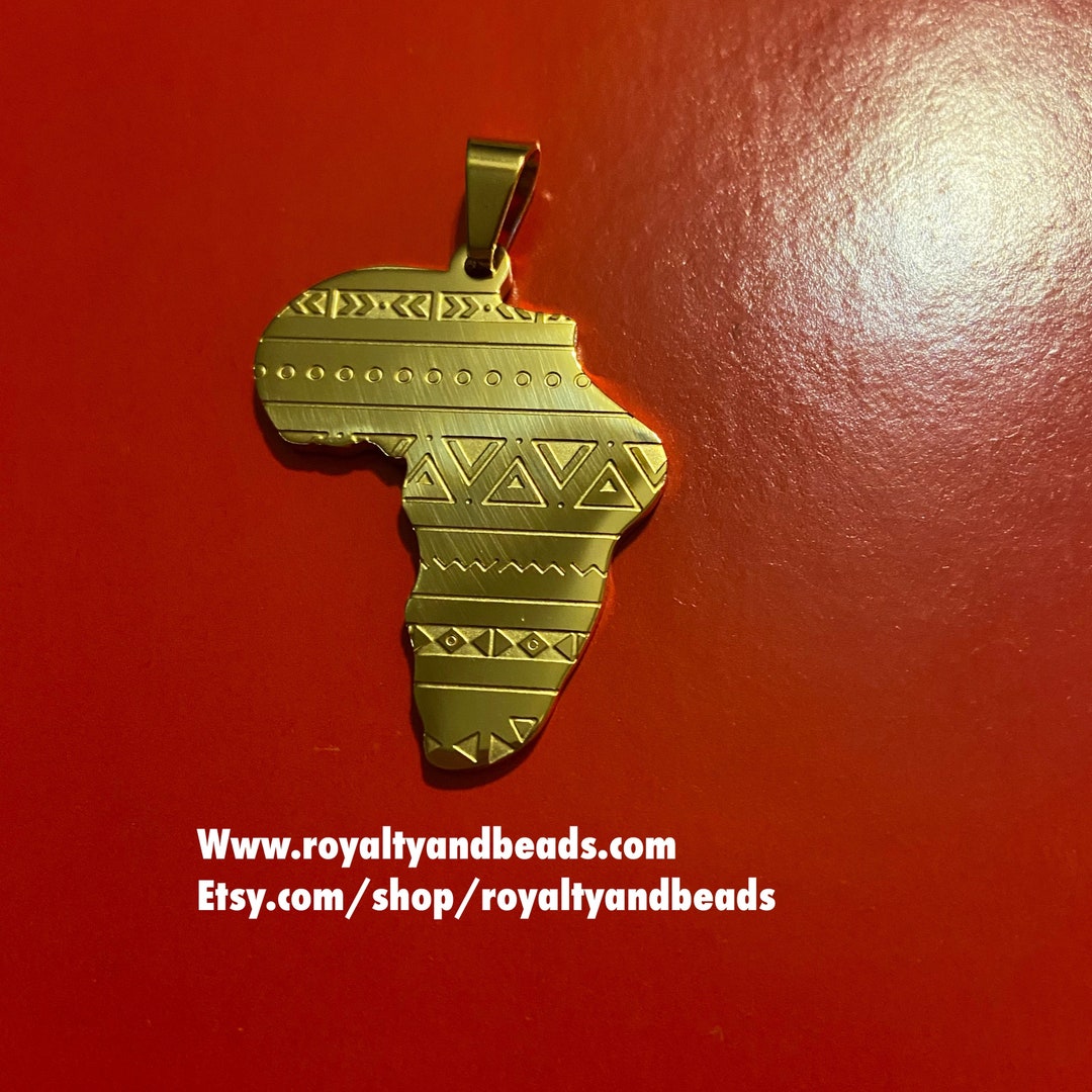 Wavy Gold Africa Charm - Etsy