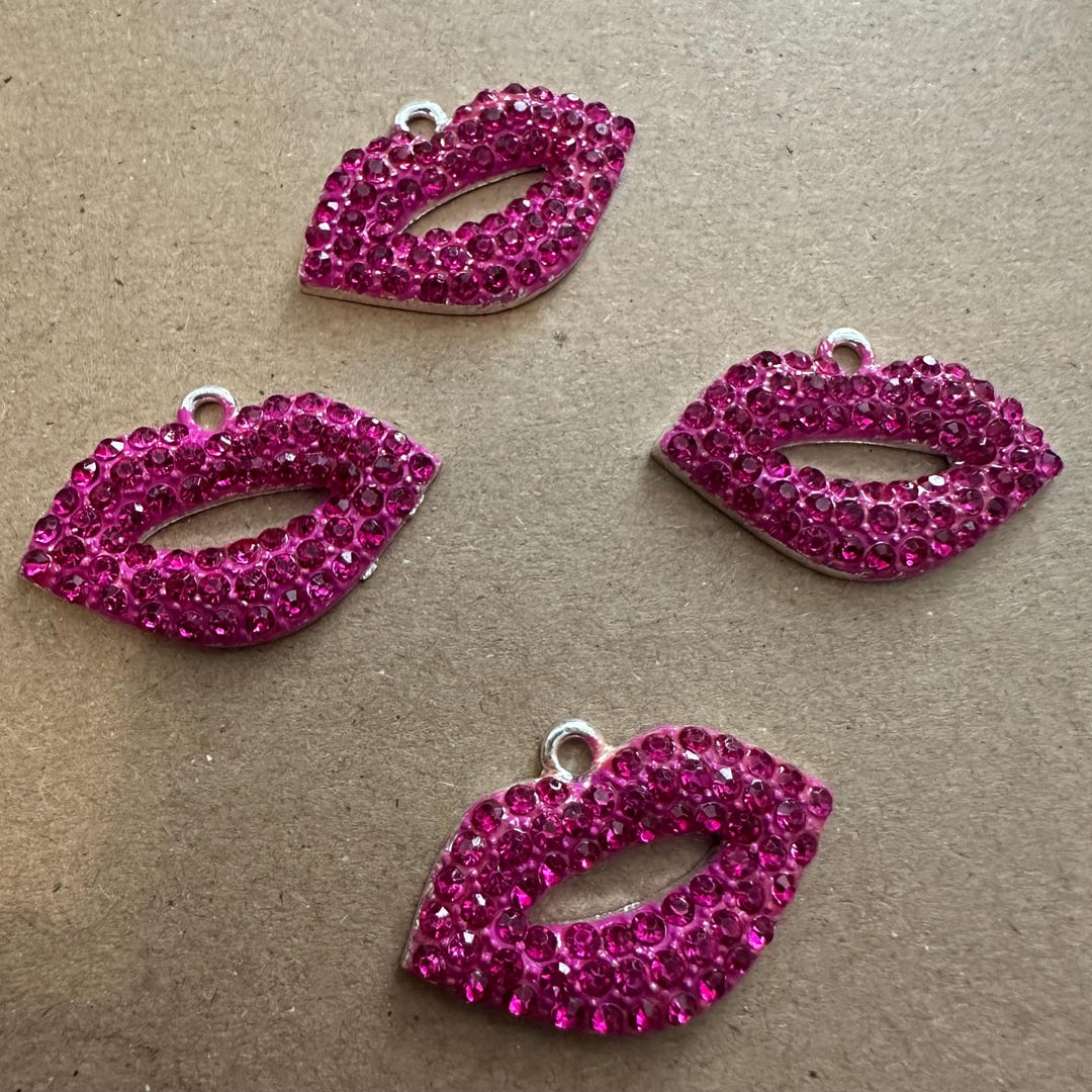 4 Pink Lip Charms - Etsy