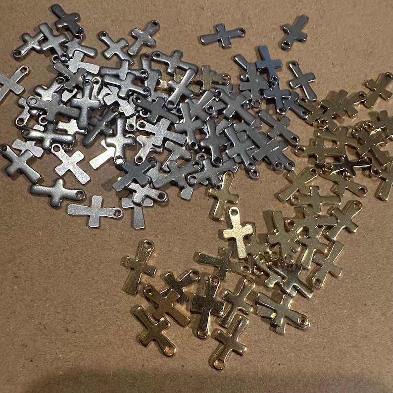 10 Mini Cross Charms (stainless Steel) - Etsy