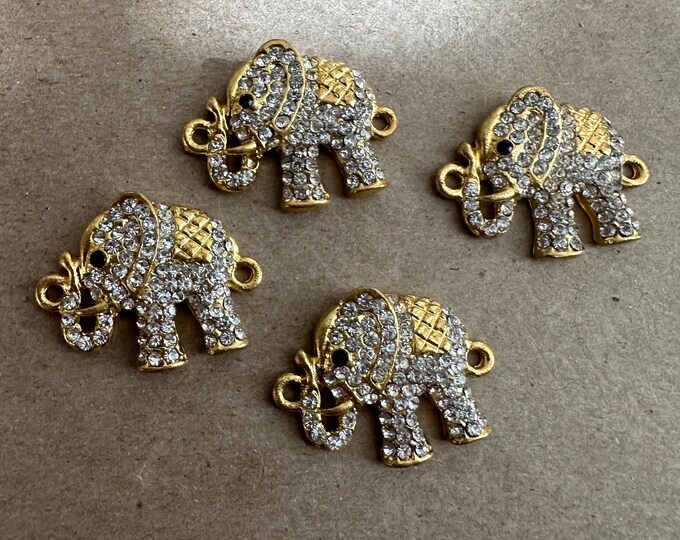 4 Gold Elephant Charms - Etsy