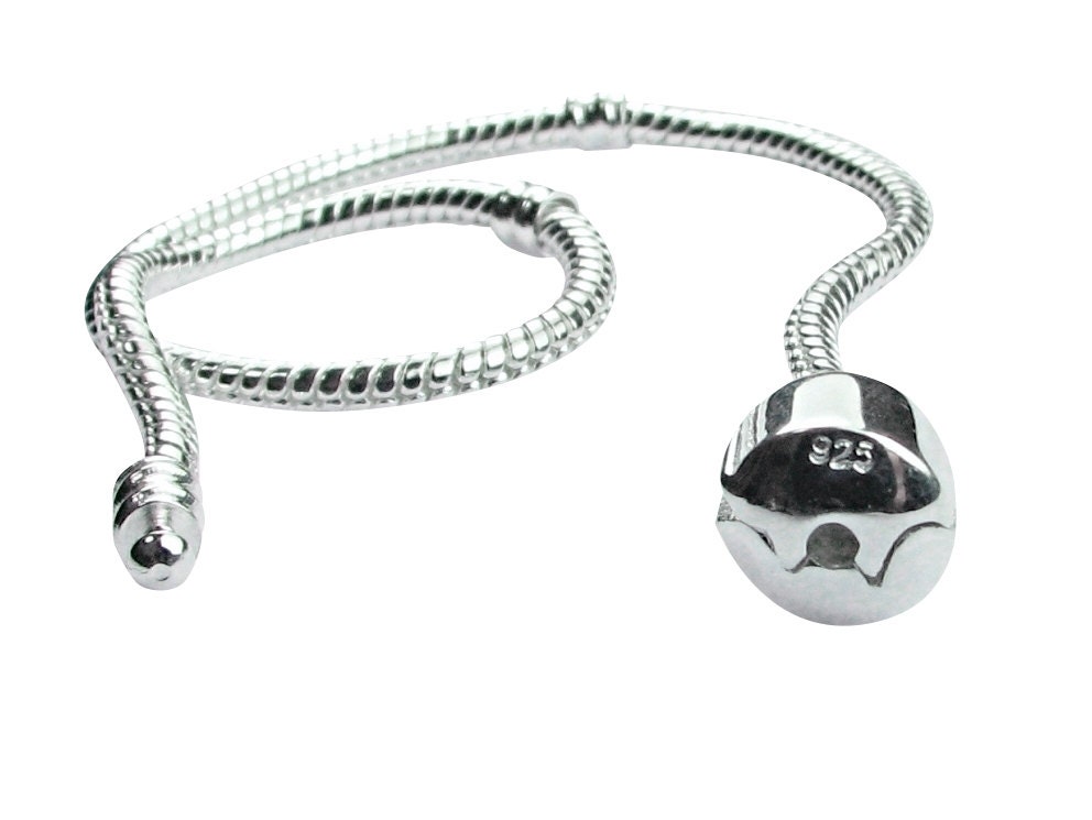 Solid Sterling Silver Snap Clasp Snake Chain Charm Bracelet in - Etsy