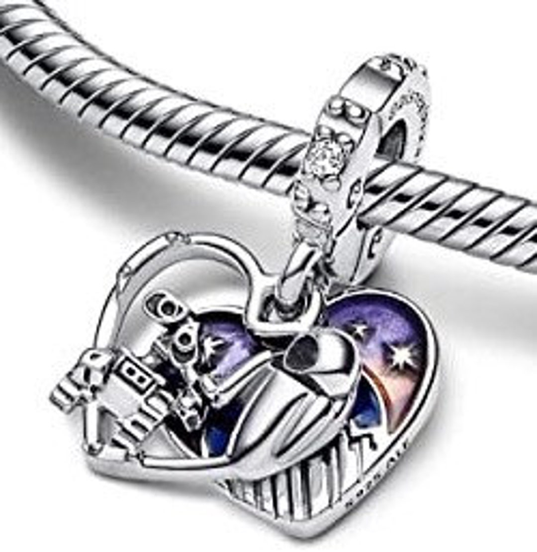 Wall-e & Eve Dangle Charm in Sterling Silver S925 and Enamel Compatible With All European Style ...