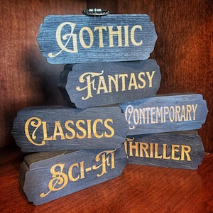 Book Genre Signs-gifts for Book Lovers- Book Shelf Decor- Categories ...