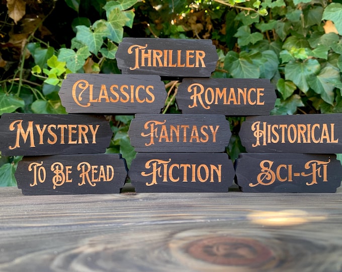 Book Genre Signs-gifts for Book Lovers- Book Shelf Decor- Categories ...