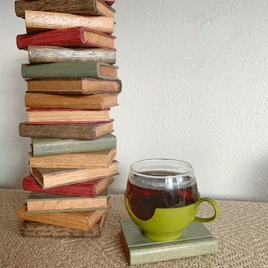Book Coasters Wooden Bookish Gift Bookish Decor Handmade Cute Coasters ...