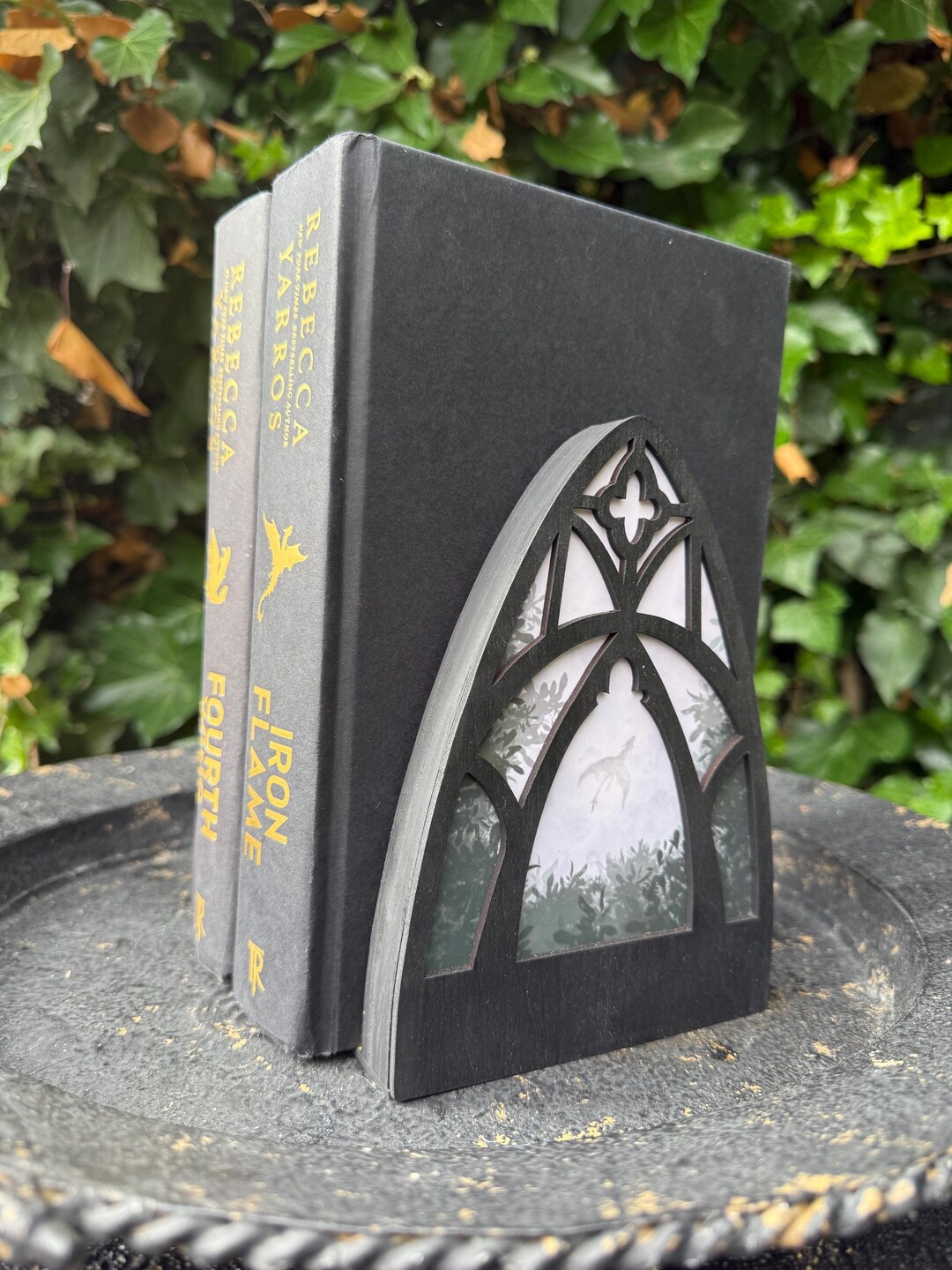Dragon Bookends: Gothic Window Fantasy Art - Bookish Decor - Etsy