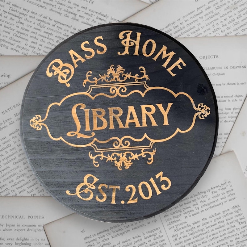 Library Sign - Etsy