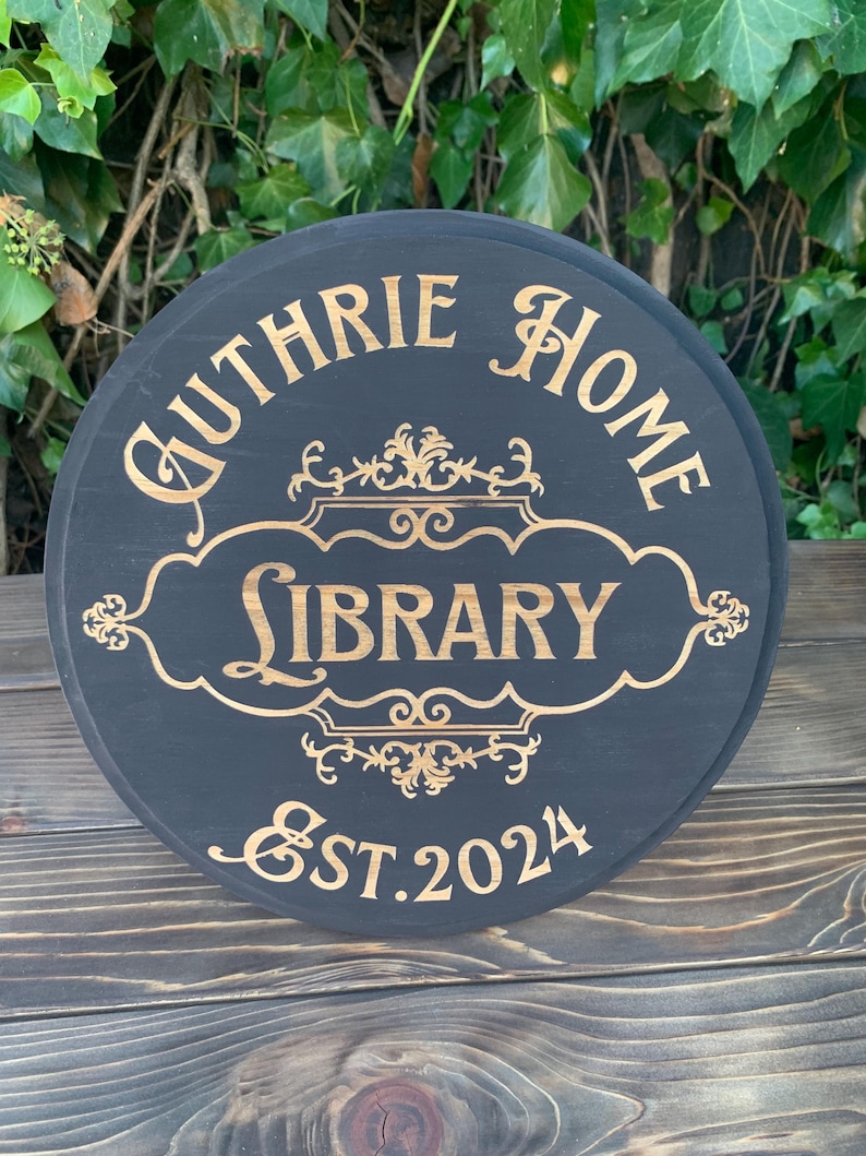 Custom Engraved Library Sign: Vintage Wooden Book Lover Gift - Etsy