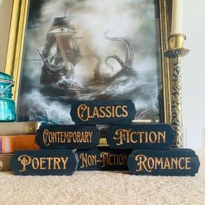 Book Genre Signs-gifts for Book Lovers- Book Shelf Decor- Categories ...