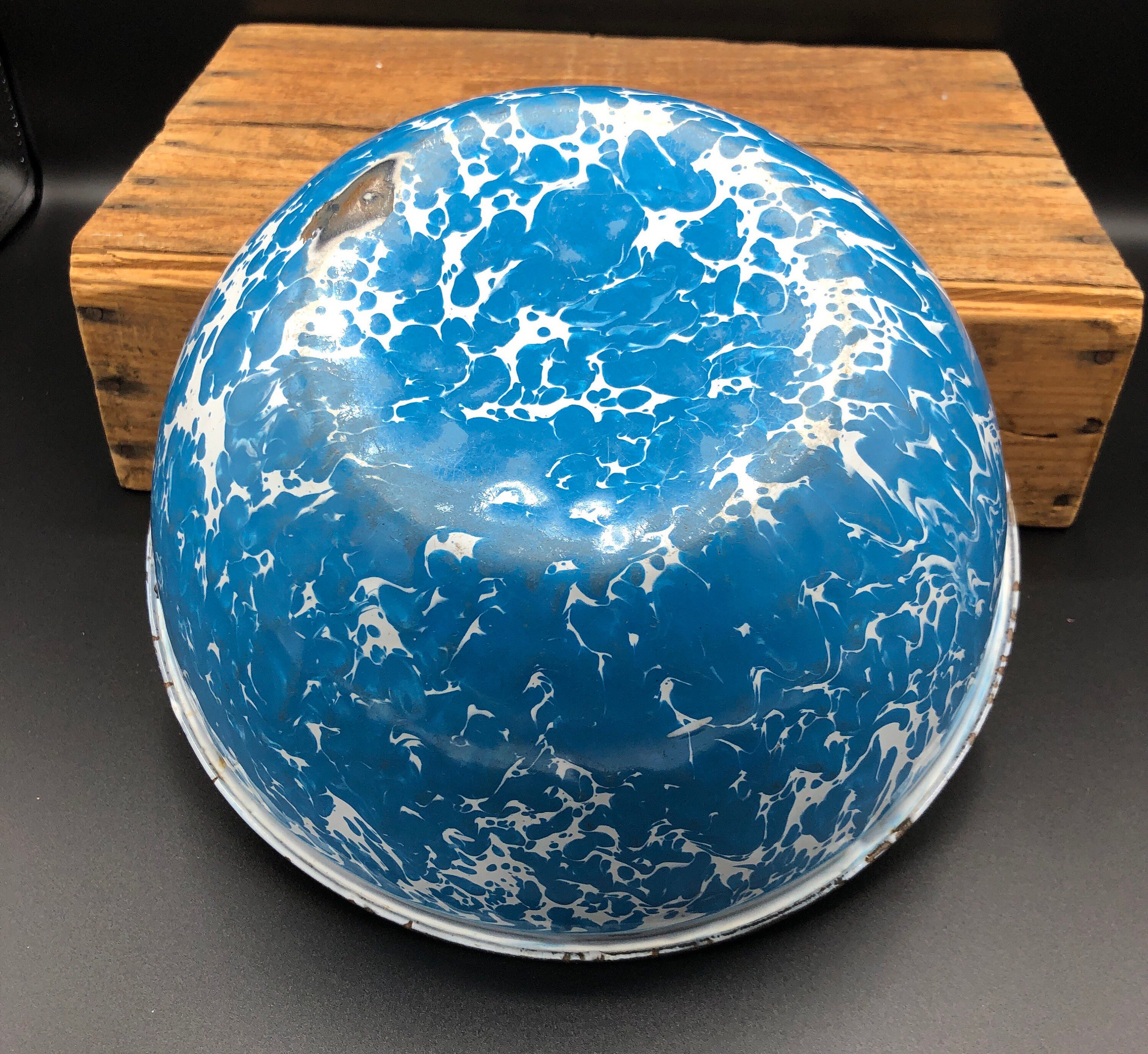 Vintage Aqua Blue Splatterware Enamelware Bowl - Etsy