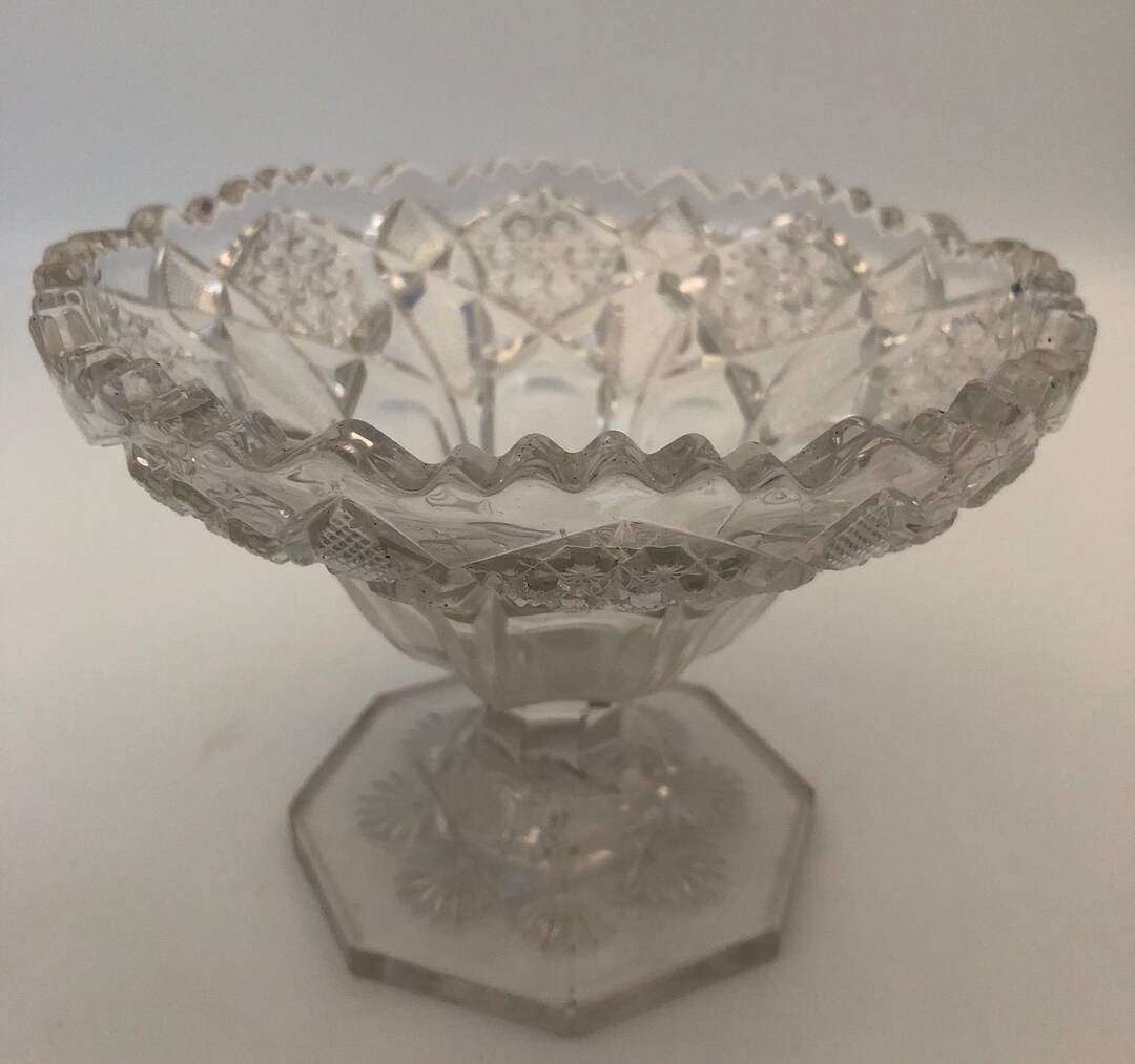 Vintage Pressed Glass Compote - Etsy