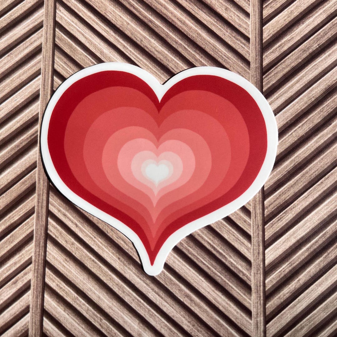 Red Retro Heart Sticker: Waterproof Vinyl Decal - Etsy