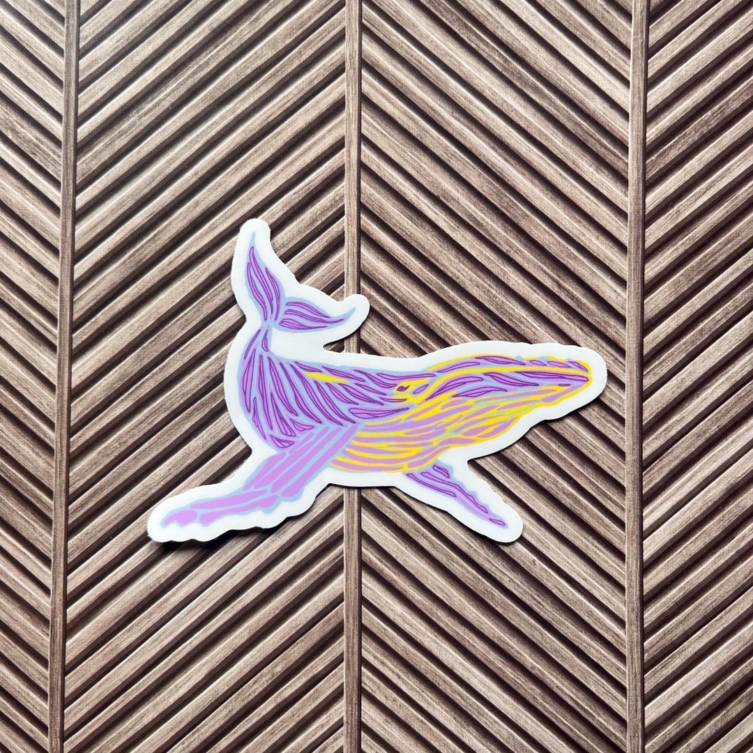 Humpback Whale Sticker - Laptop Sticker - Water Bottle Sticker ...