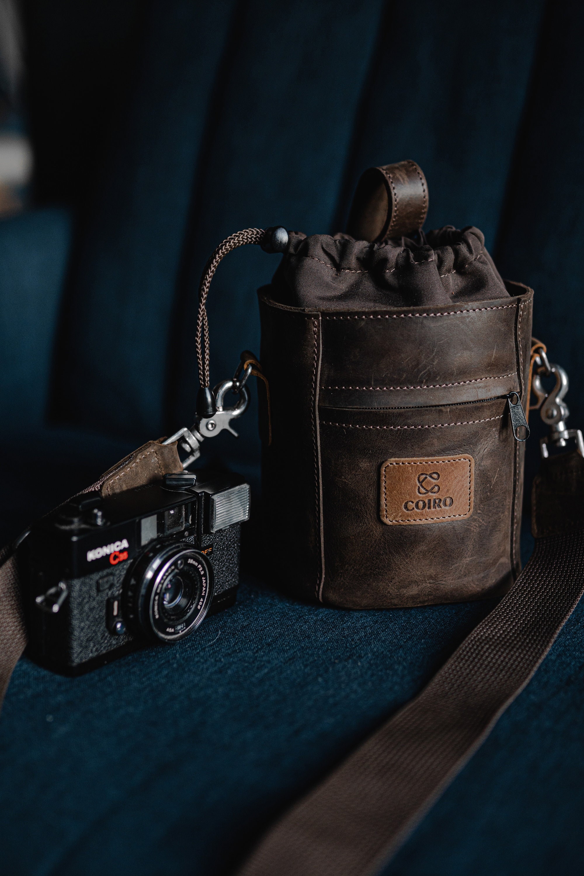 Camera Lens Pouch Leather Lens Bag With Cross Shoulder Strap - Etsy
