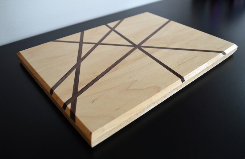Mixed Hard Wood Geometric Lines Cutting Board - Etsy