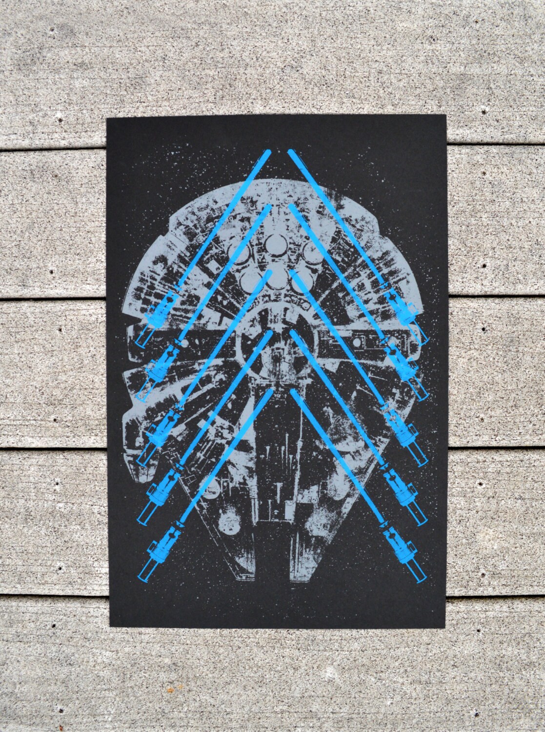 Hand-Pulled Two Color 'Star Wars Millennium Falcon' | Etsy