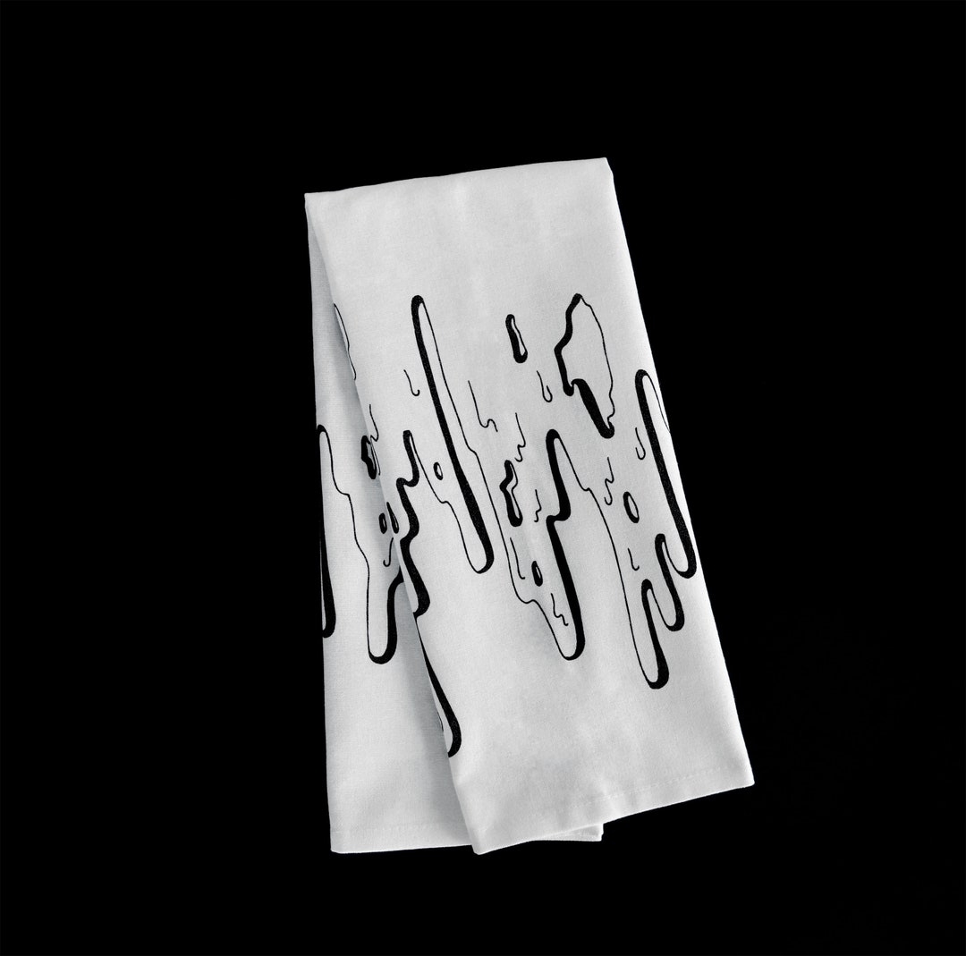 Hand-drawn "drips" Screen Printed Tea Towel 16"x26" - Etsy