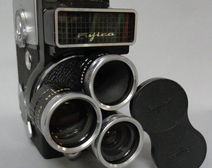 Vintage FUJICA 8 E E 8mm Movie CAMERA With 3 Turret Lenses Grip ...