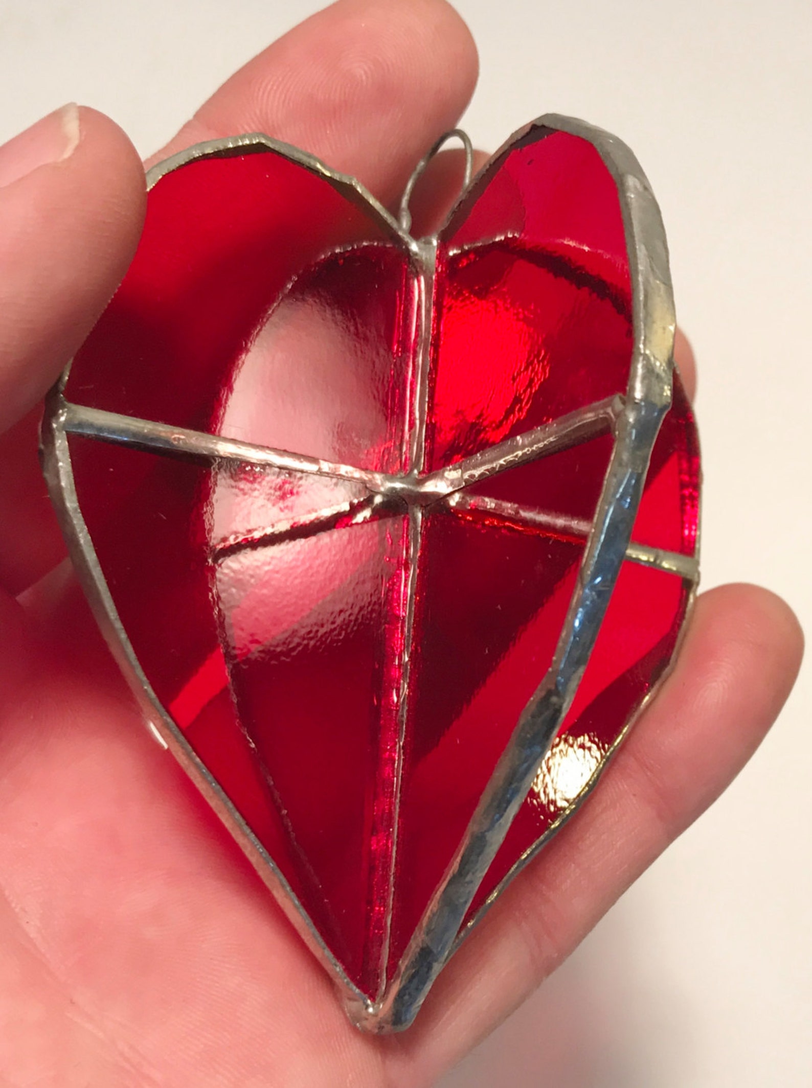 Stained Glass VALENTINES HEART 3 Dimensional Handmade | Etsy