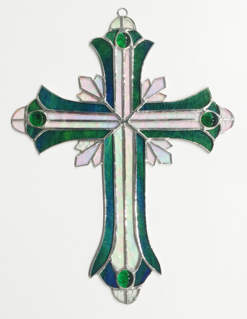 Beautiful STAINED GLASS CRUCIFIX Very Large - Etsy