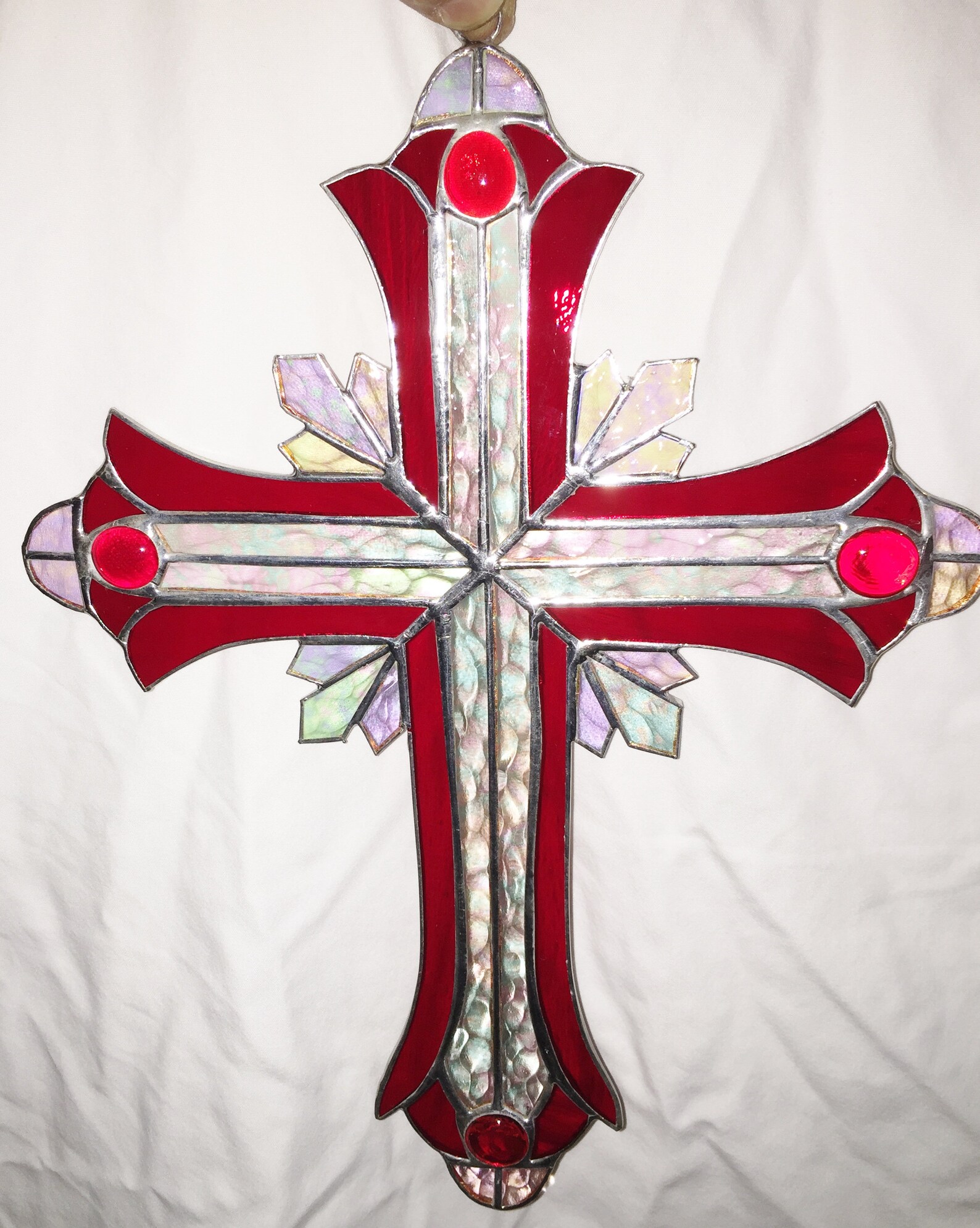 Beautiful STAINED GLASS CRUCIFIX Very Large | Etsy