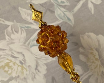 Sparkling Victorian Hat Pin Champagne Amber Crystal Glass - Etsy