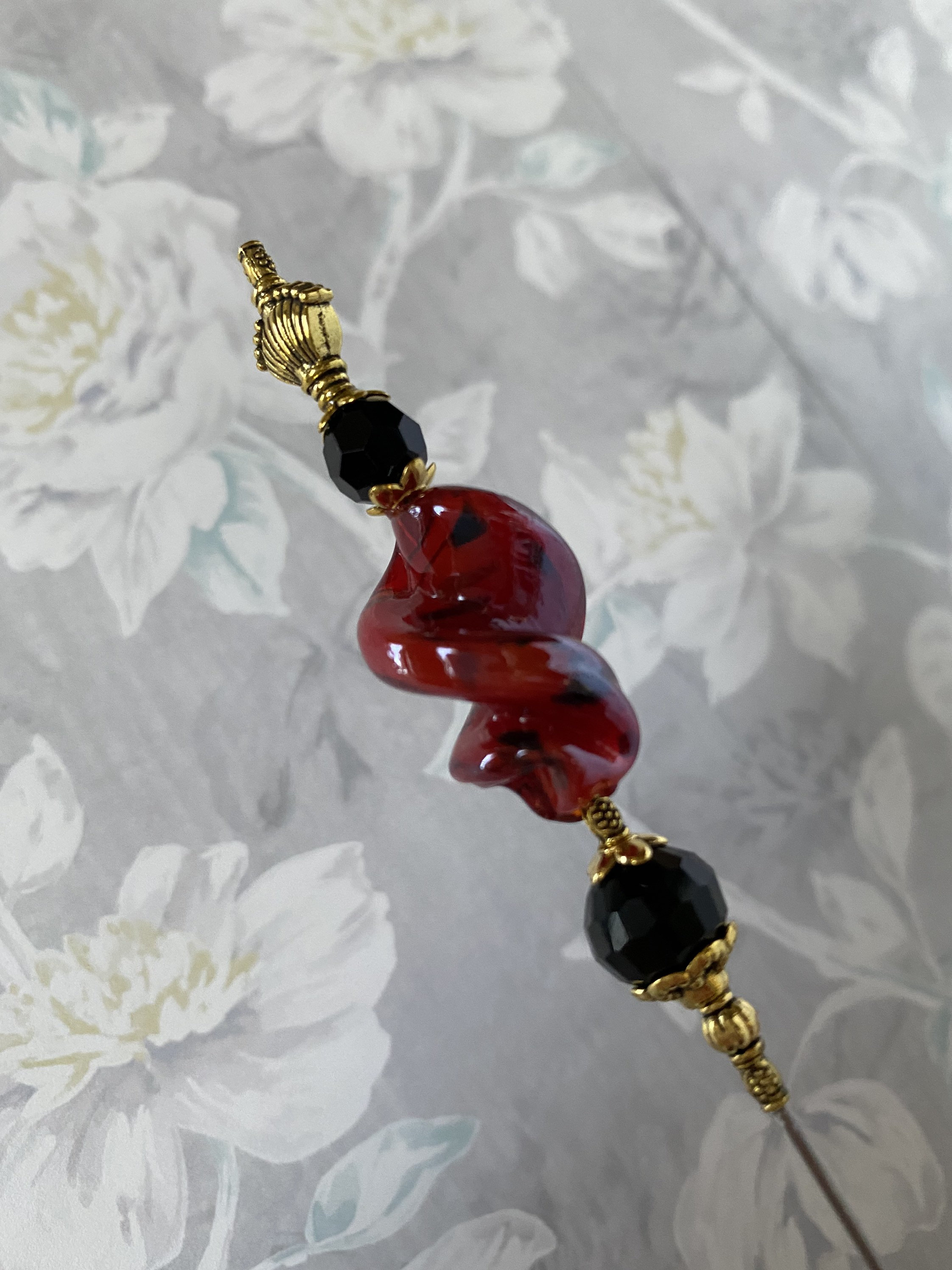 Long Hat Pin Red Murano Glass Spiral Choose Your Length | Etsy