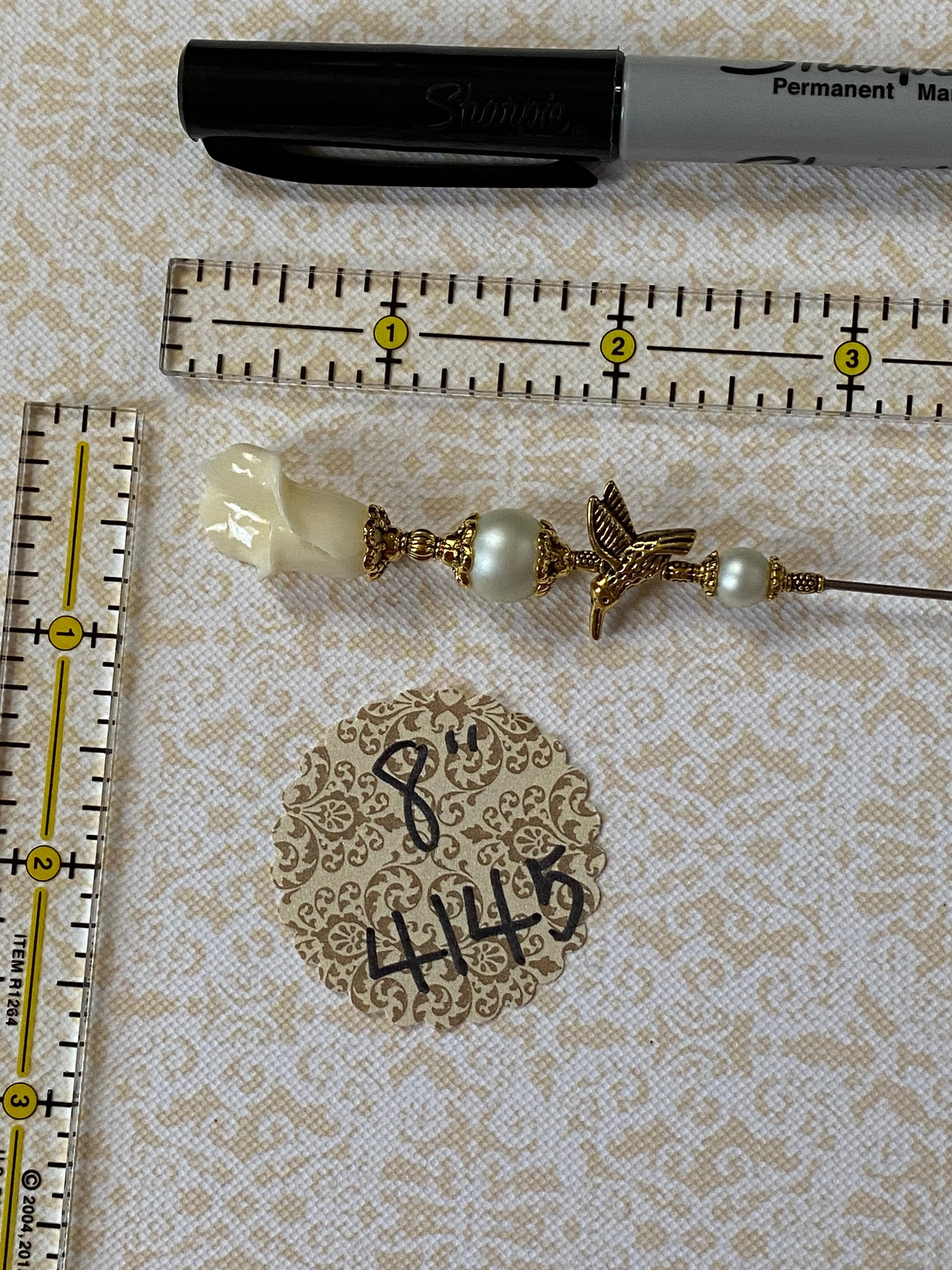 Calla Lily Pearl Hatpin With Hummingbird 8 Long Sturdy Etsy