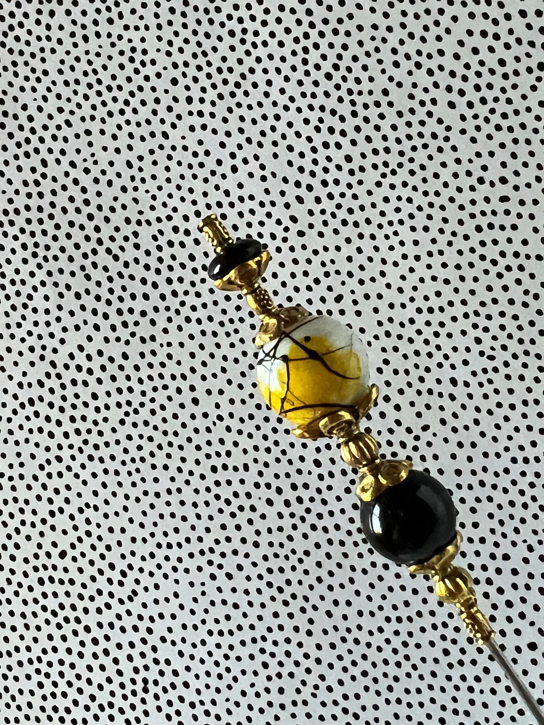 HATPIN }{ Black & Yellow Hat Pin }{ Victorian Stick Pin }{ Choose ...