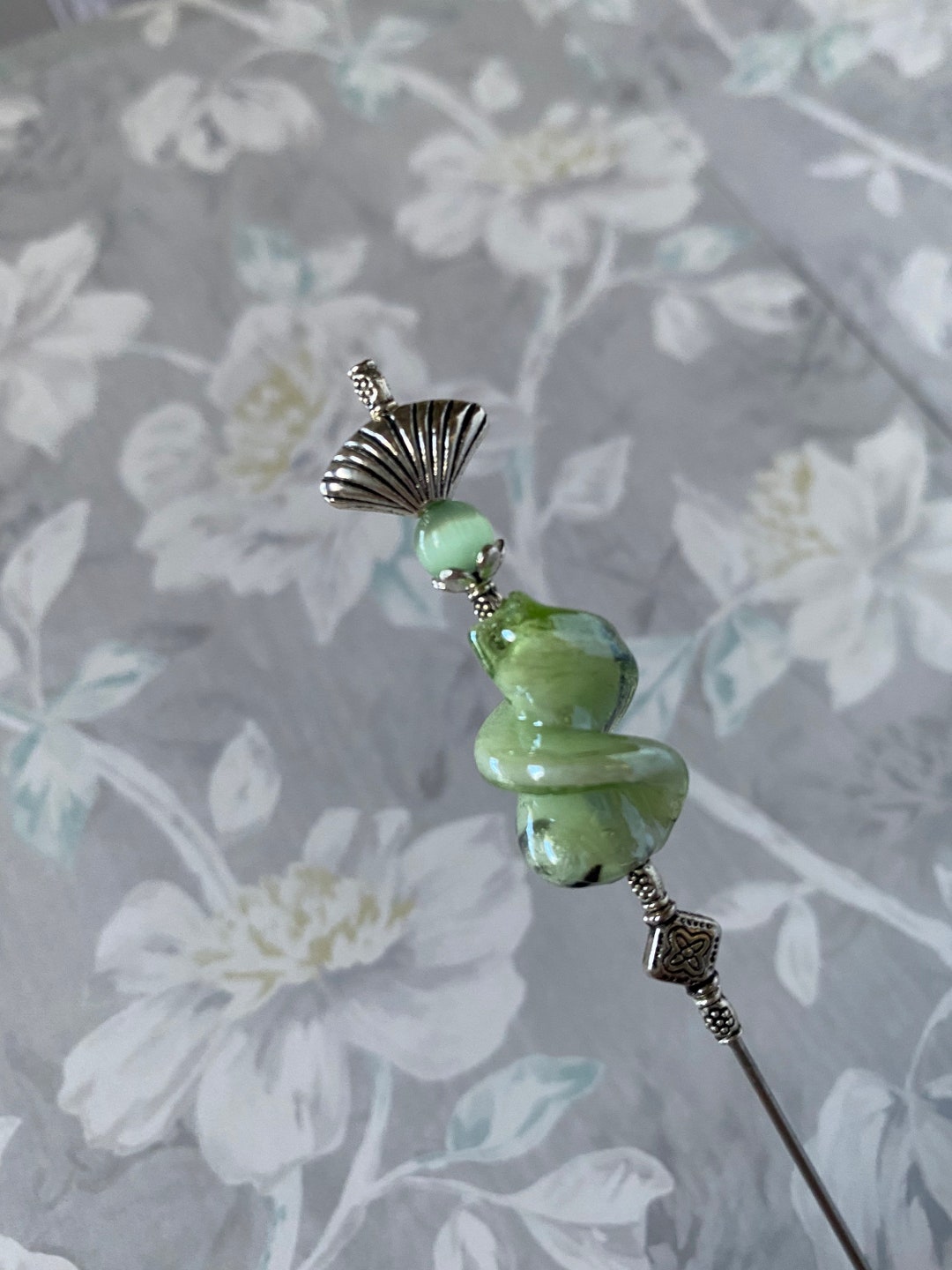 Gorgeous Long Hat Pin }{ Green Murano Glass Spiral }{ Choose Your ...
