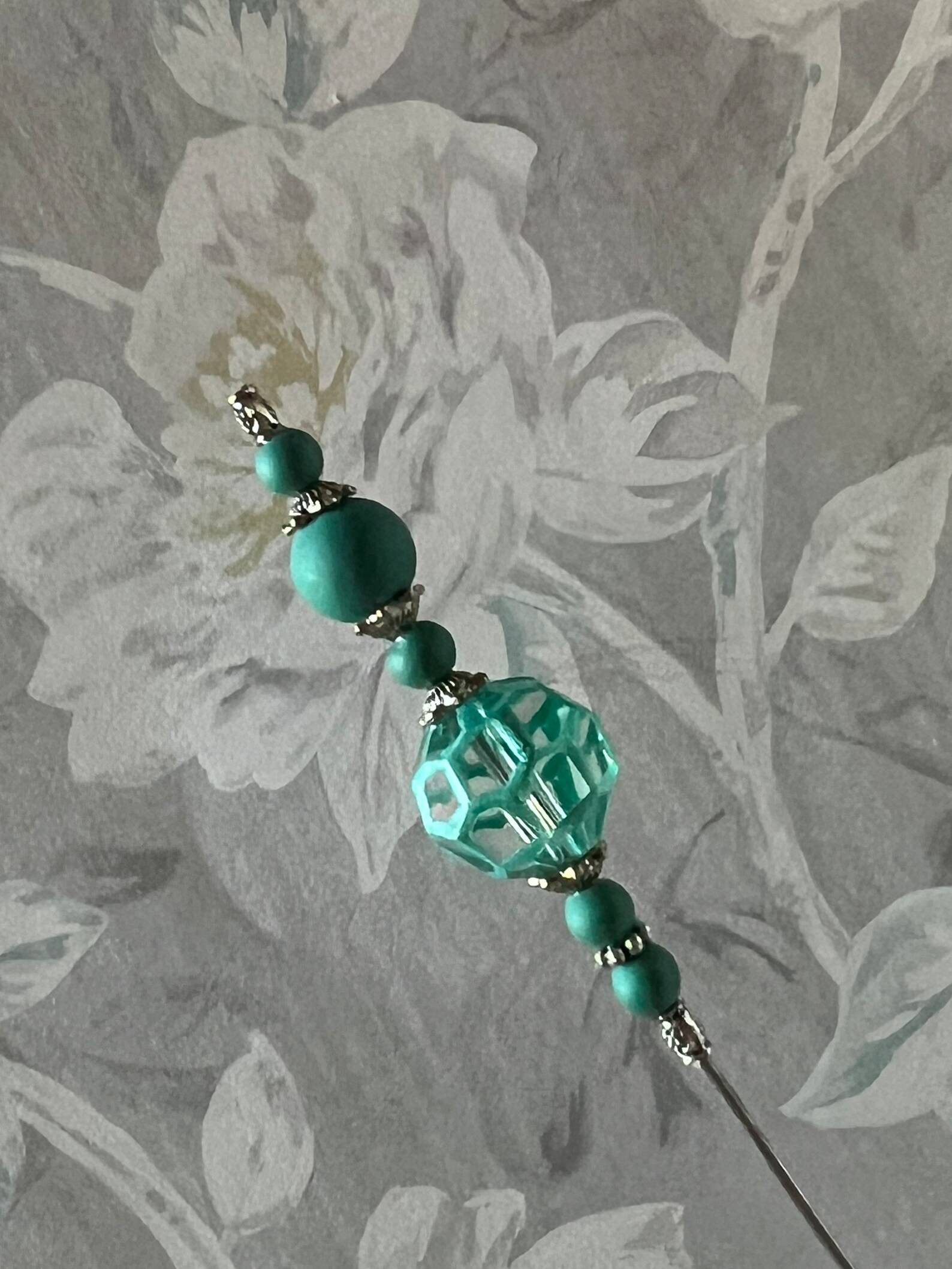 HATPIN }{ Long Hat Pin }{ Deep Teal Aqua Green }{ Choose Your Length 14 ...