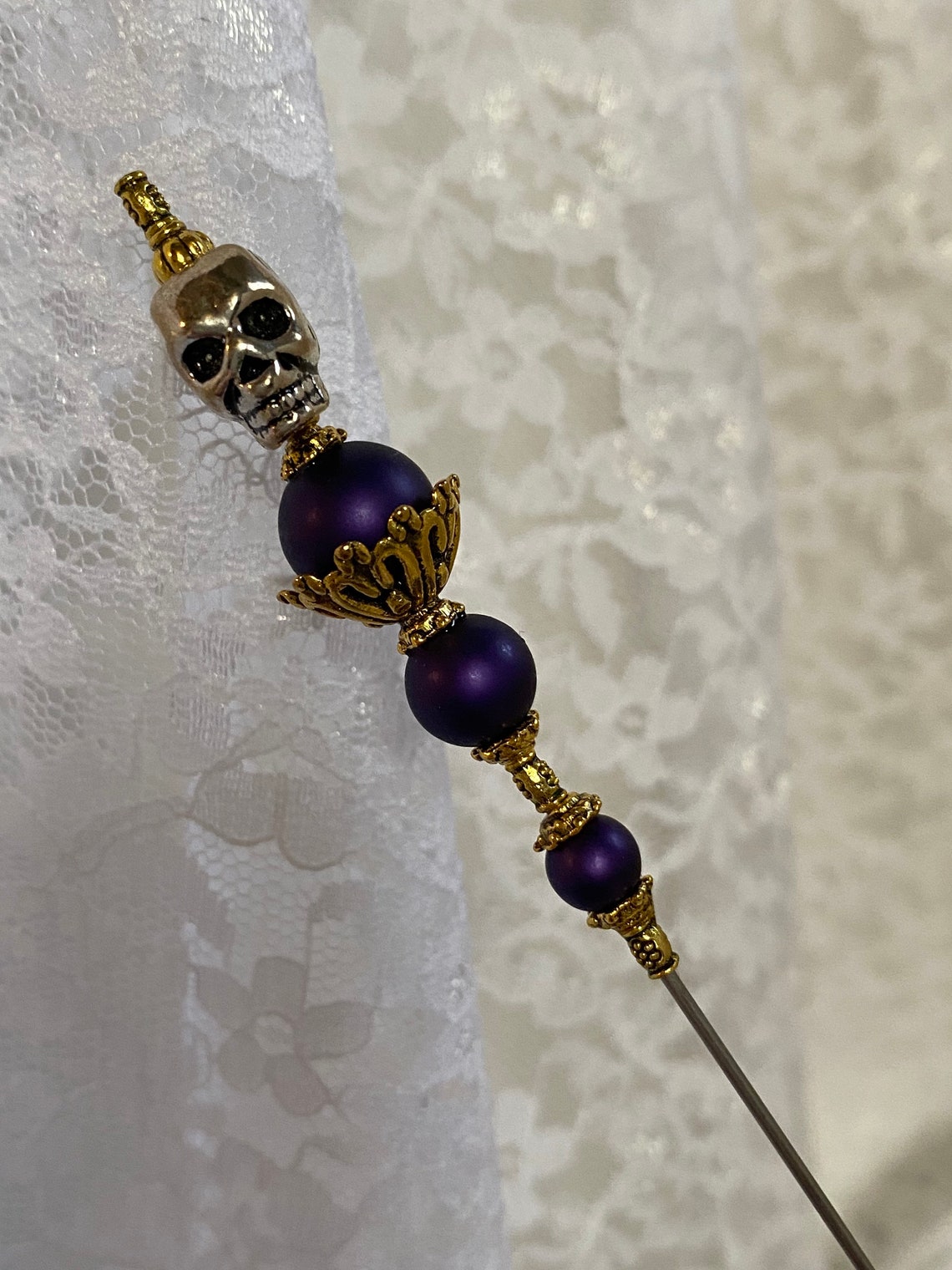 Skull 8 Purple Hat Pin Sturdy Stick to Use With Cap - Etsy