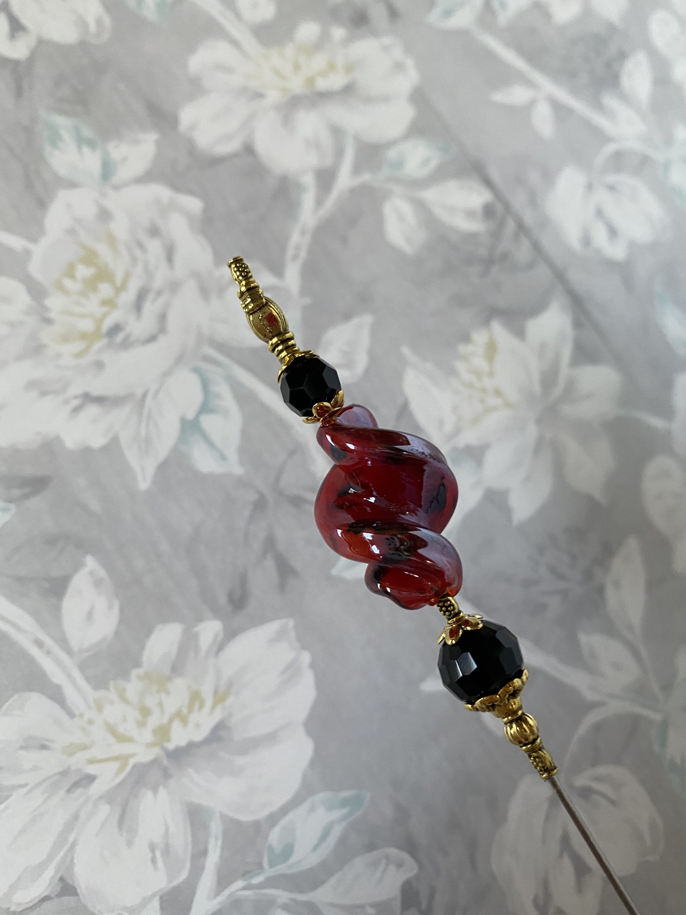 Long Hat Pin Red Murano Glass Spiral Choose Your Length | Etsy