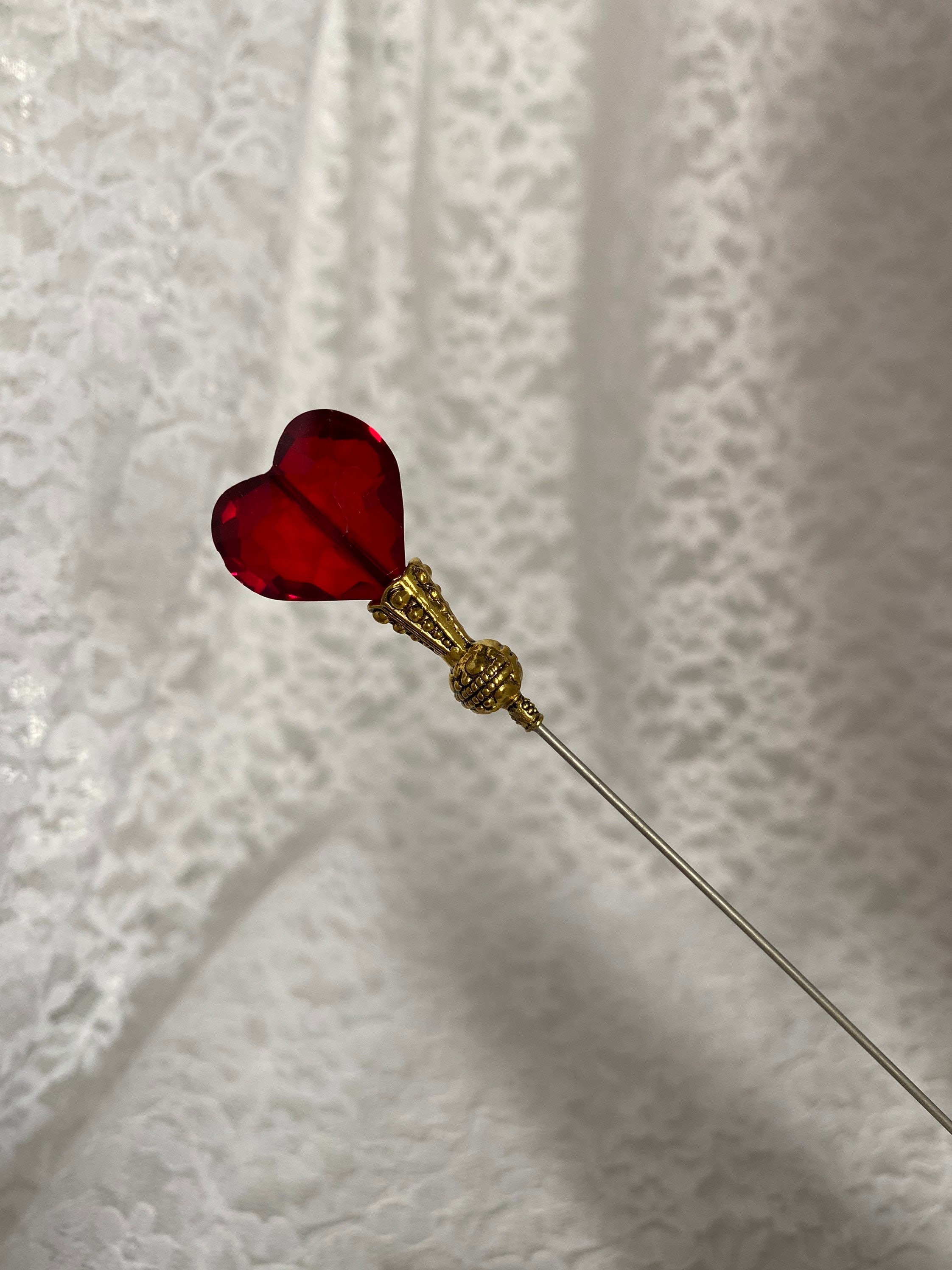 Sparkling Ruby Red Crystal Heart Hat Pin 6 Sturdy Steel - Etsy