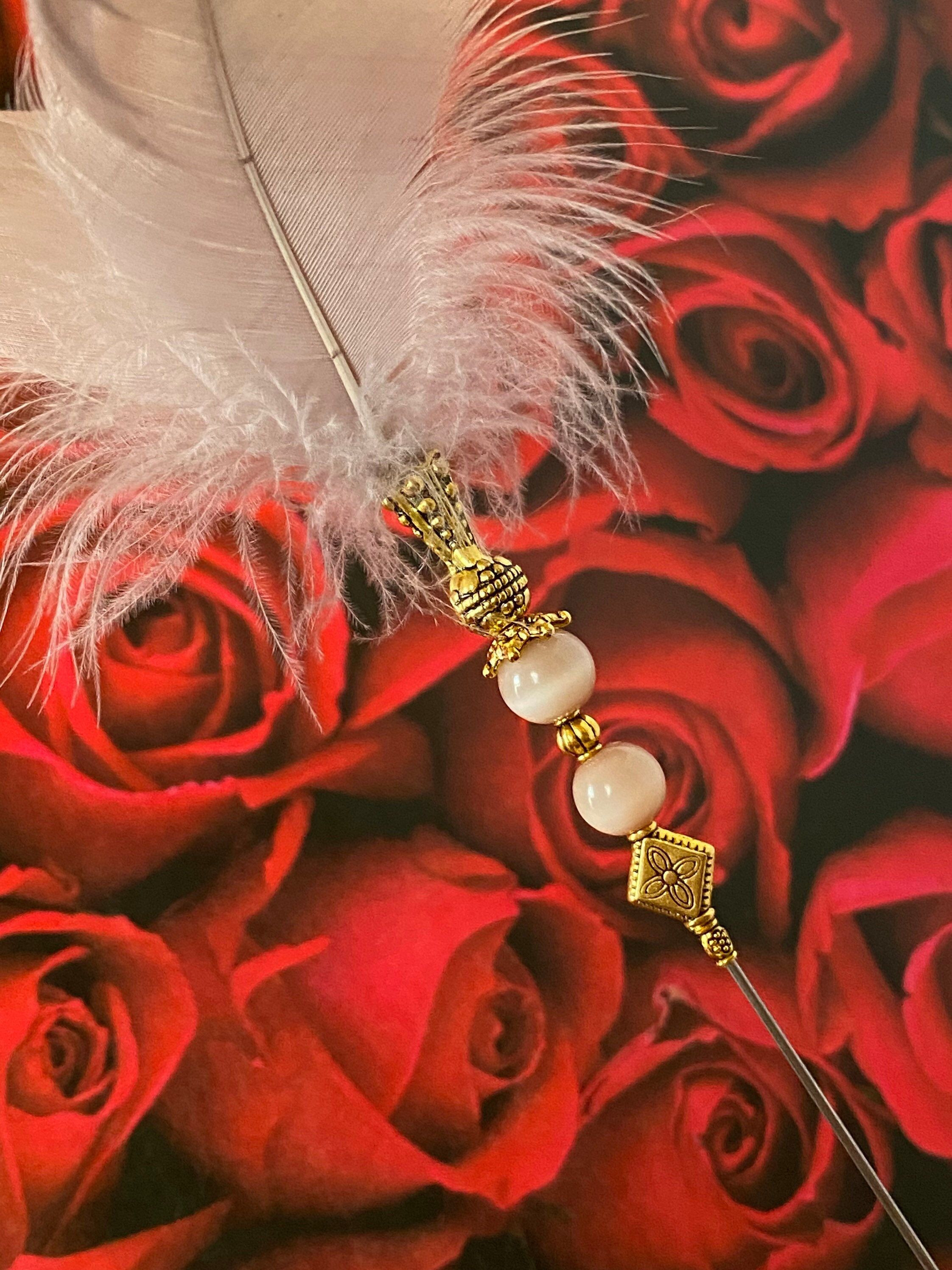 Victorian Long Hat Pin }{ 10” Plus Feathers }{ Can Be Shortened ...