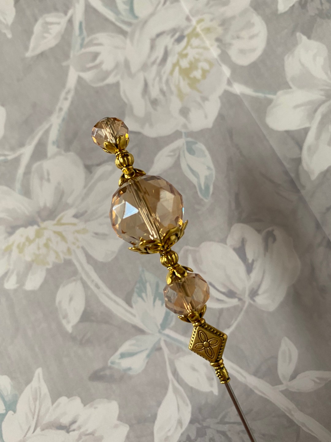Sparkling Victorian Hat Pin }{ Champagne Amber Crystal Glass }{ Choose ...