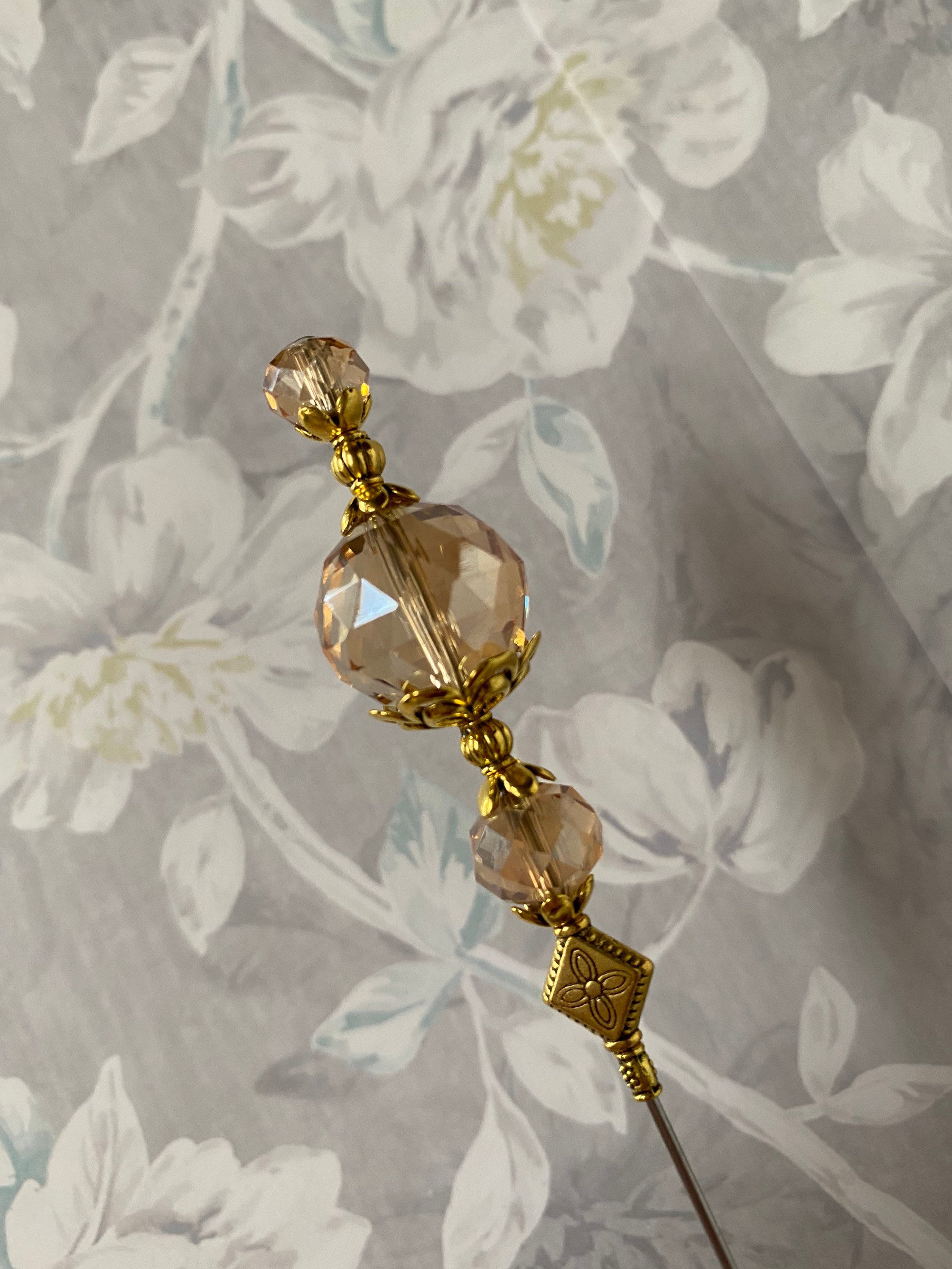 Sparkling Victorian Hat Pin Champagne Amber Crystal Glass | Etsy
