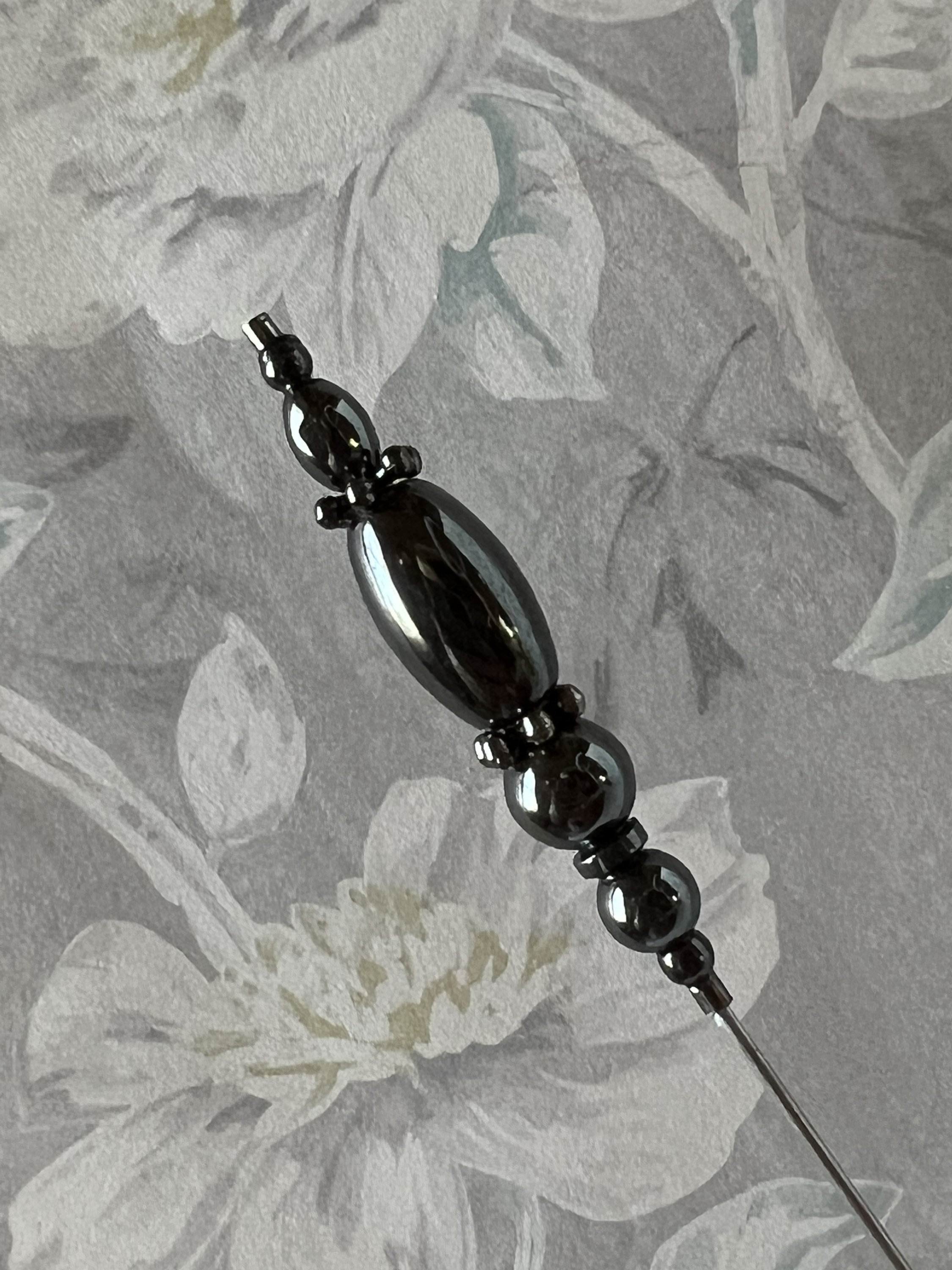 HATPIN }{ Sleek Gunmetal Hat Pin }{ Shiny Dark Stainless Steel Stick ...