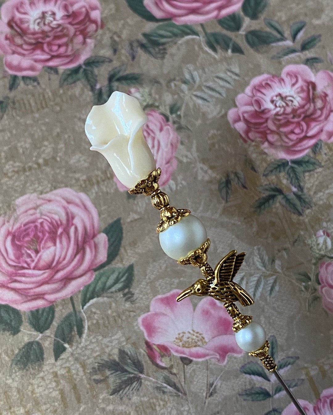 Calla Lily Pearl Hatpin With Hummingbird 8 Long Sturdy Etsy