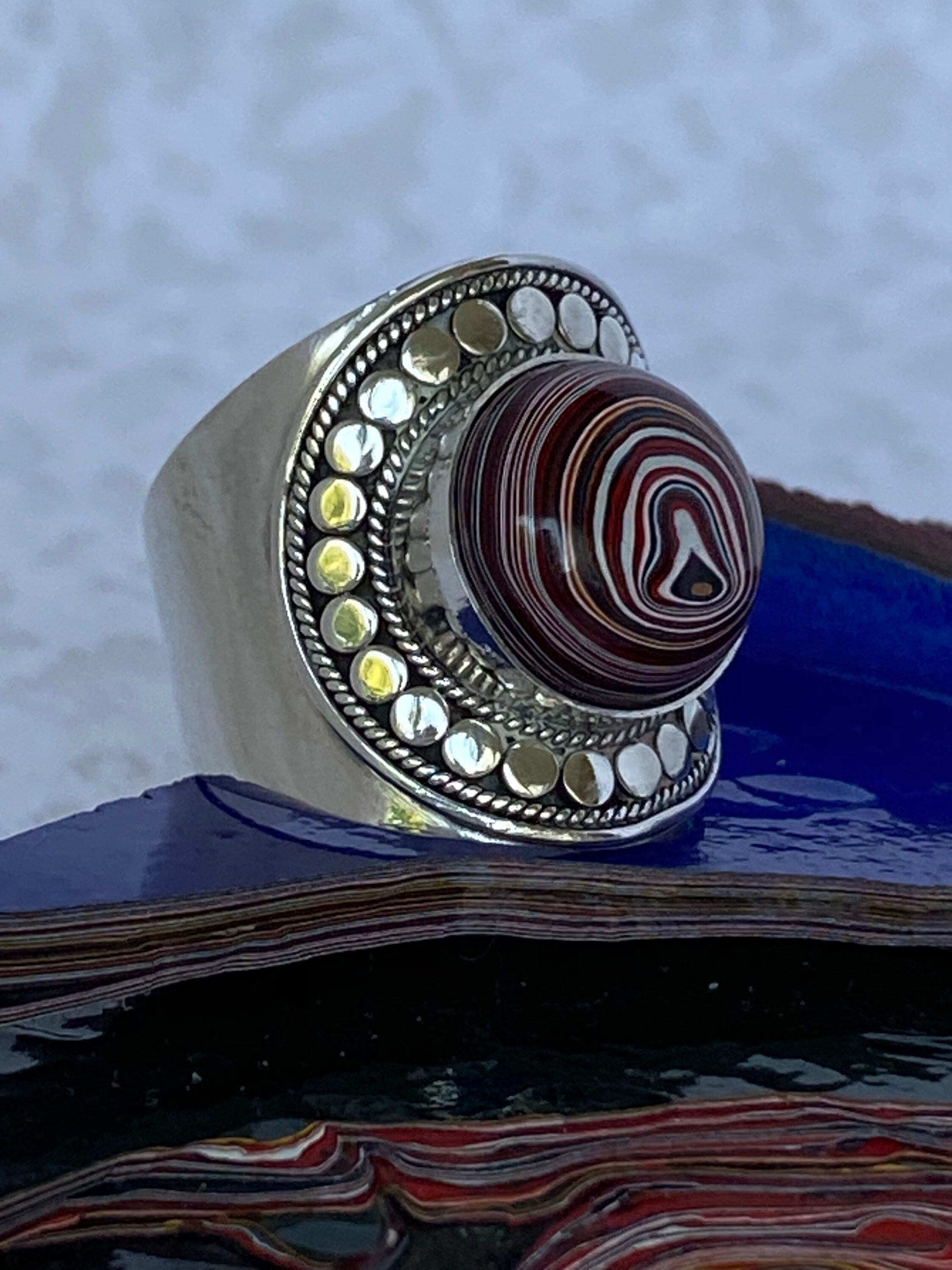 Ring Corvette Fordite Paint Layers Handcrafted into a Shiny | Etsy