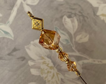 Sparkling Victorian Hat Pin Champagne Amber Crystal Glass - Etsy