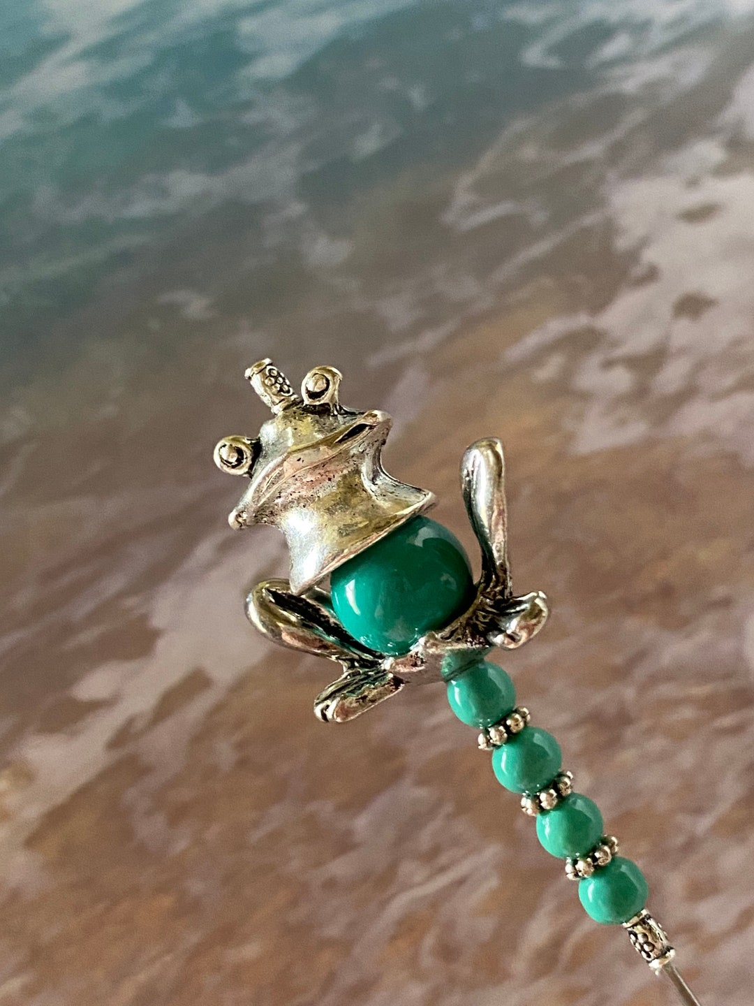 Frog Hat Pin }{ Deep Sea Green }{ Choose Your Length }{ Sturdy Steel ...