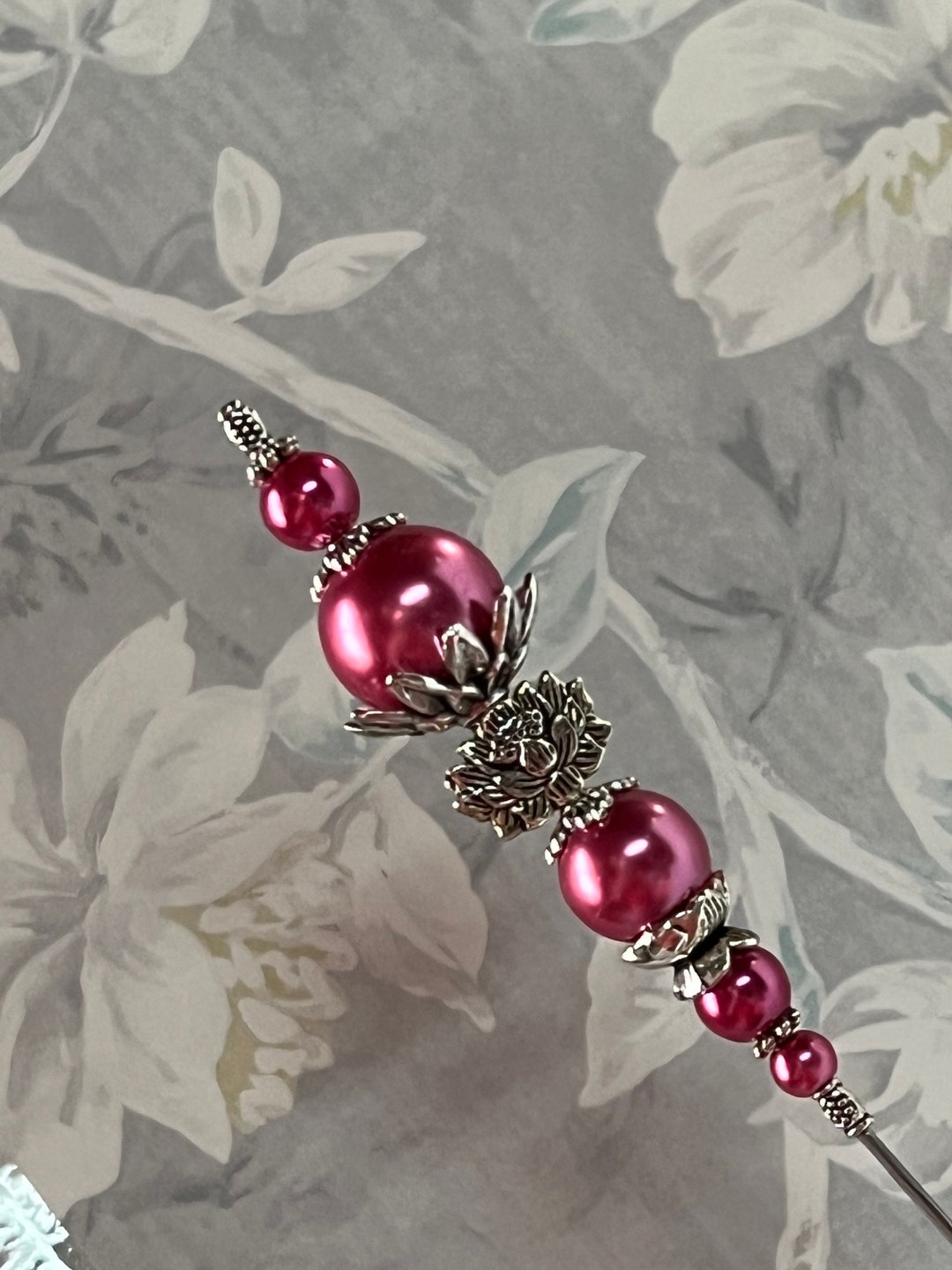 Hatpin }{ Beautiful Pink Pearl Lotus Victorian Hat Pin }{ Choose Length ...