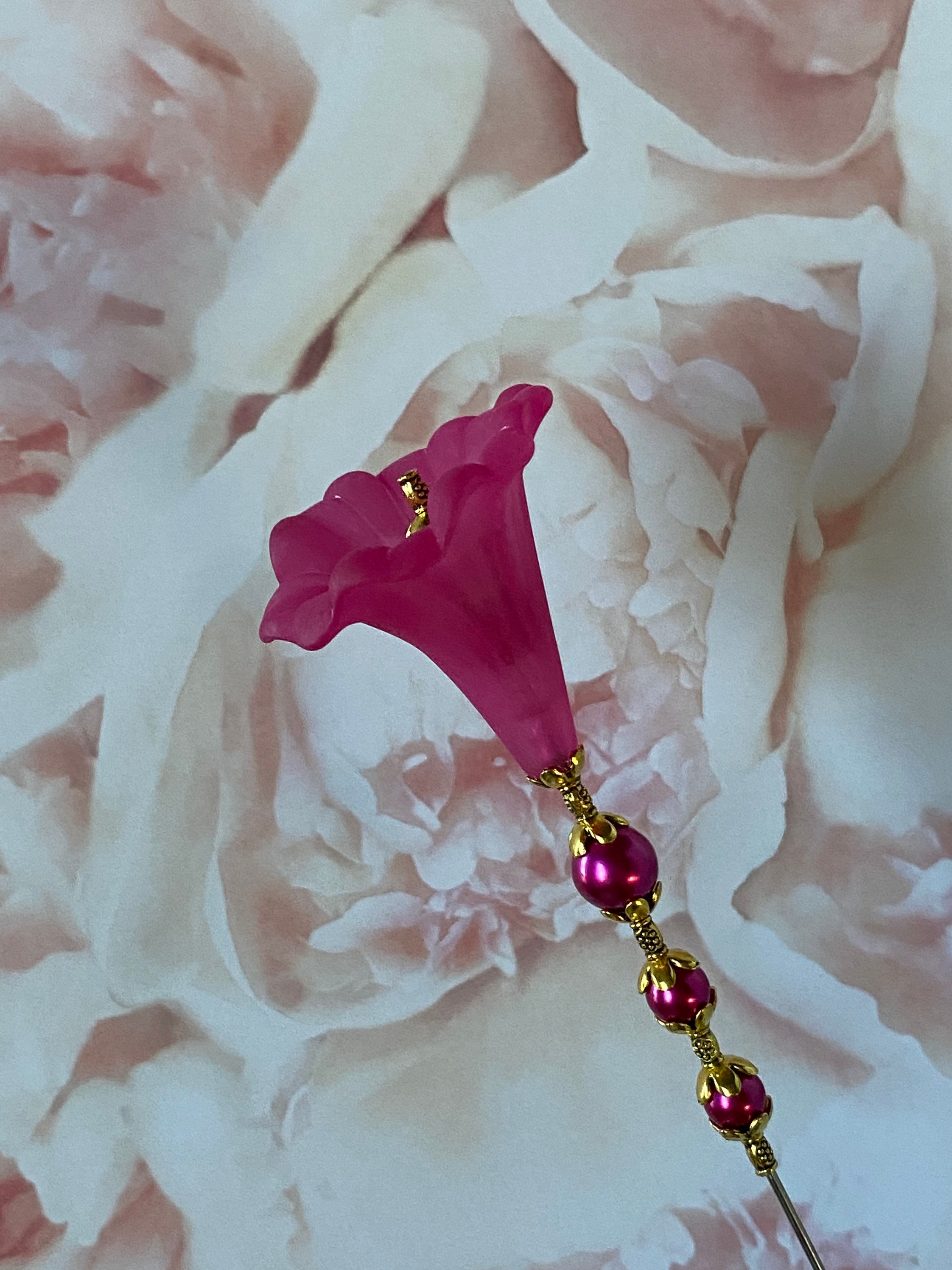 Hatpin Large Lily Flower }{ Hot Pink }{ Choose Your Length }{ Sturdy ...