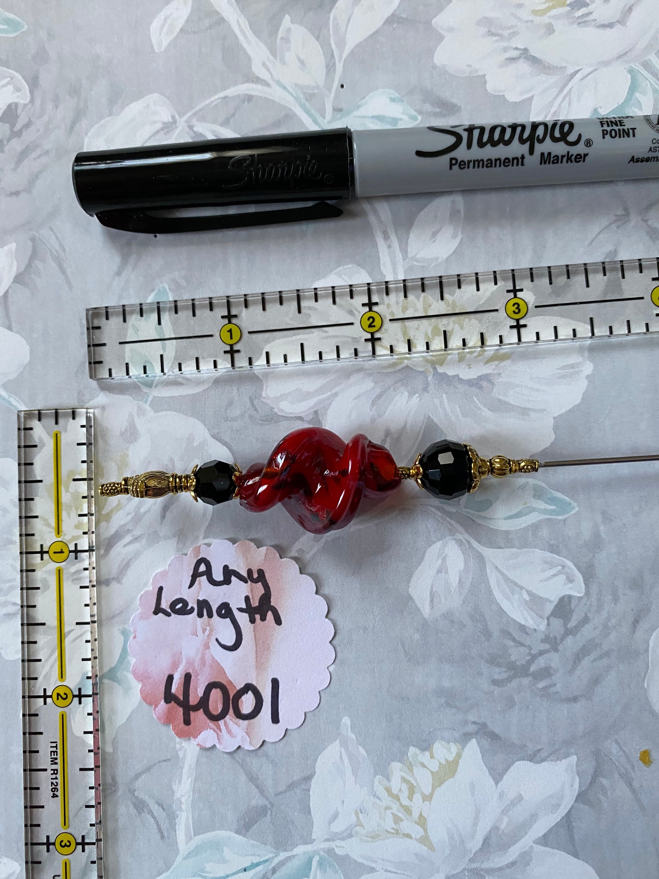 Long Hat Pin Red Murano Glass Spiral Choose Your Length | Etsy